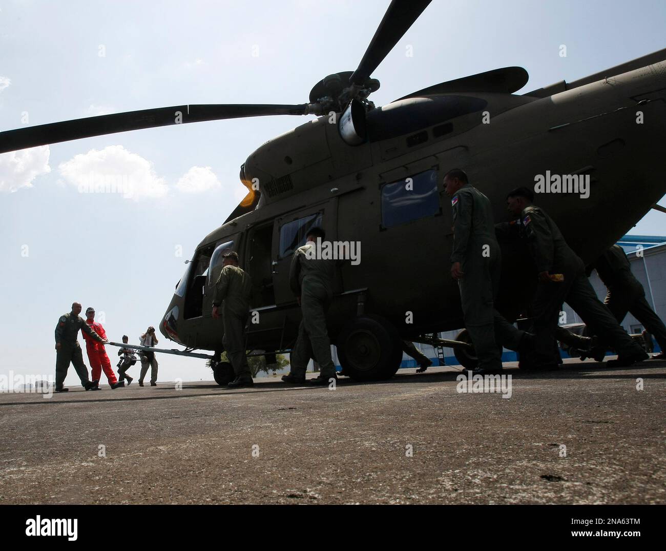 A brand new Polish multi-role Sokol Combat Utility helicopter is prepared to ferry some members ...