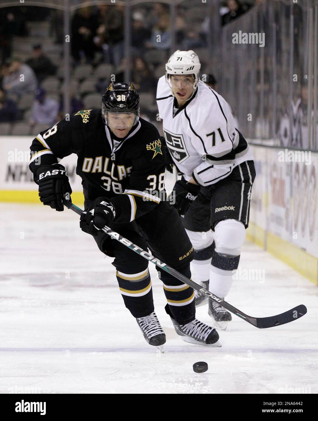 Dallas Stars' Alex Goligoski (33) and Los Angeles Kings' Jordan Nolan ...
