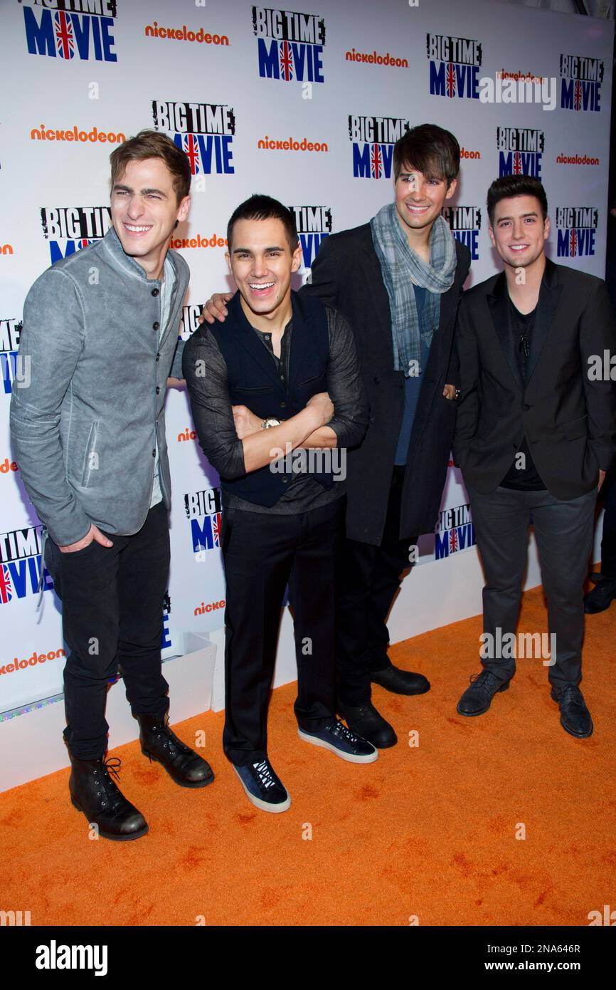 Big Time Rush band members, left to right, Kendall Schmidt, Carlos Pena ...