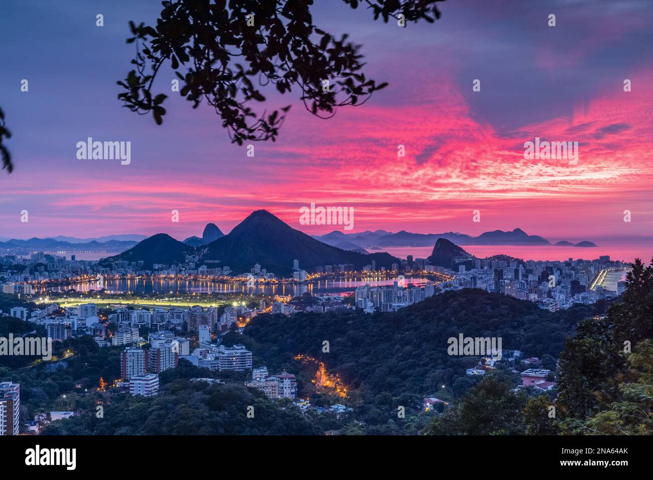 Sunrise over Rio De Janeiro viewed from Rocinha Favela, Rio De Janeiro ...