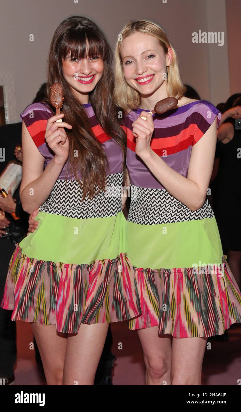 Models wearing the winning dress enjoy a MAGNUM® Ice Cream bar at the ...