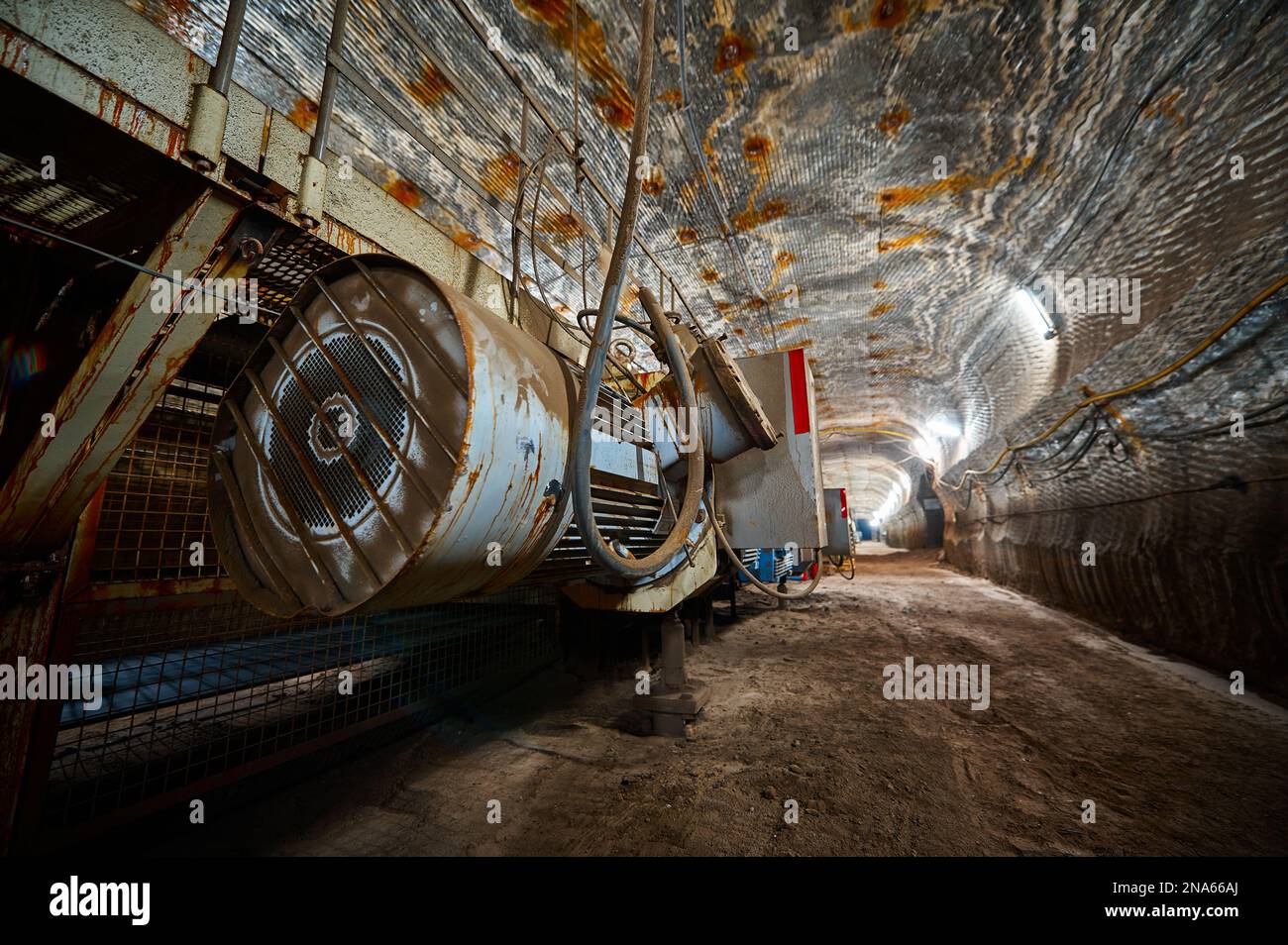 Production conveyor with steps and service ground in quarry Stock Photo ...