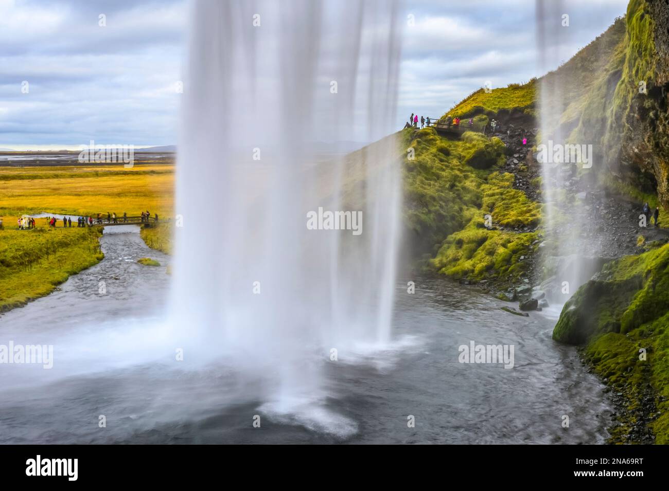 Seljalandsfoss is one of the best-known waterfalls in Iceland. A path ...