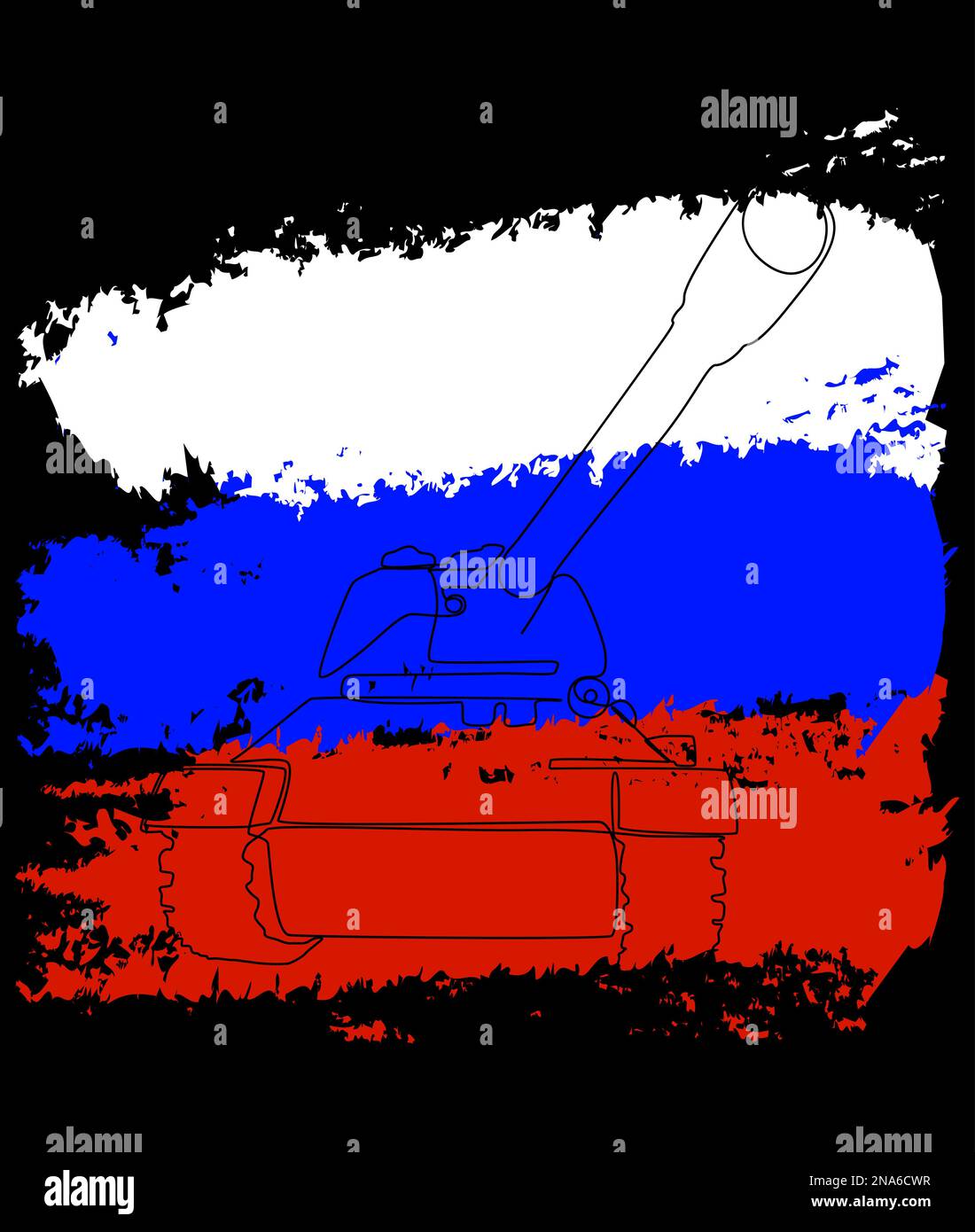 One Continuous Line Of Tank Or Armored Vehicle With Flags Color In The Background Thin Line
