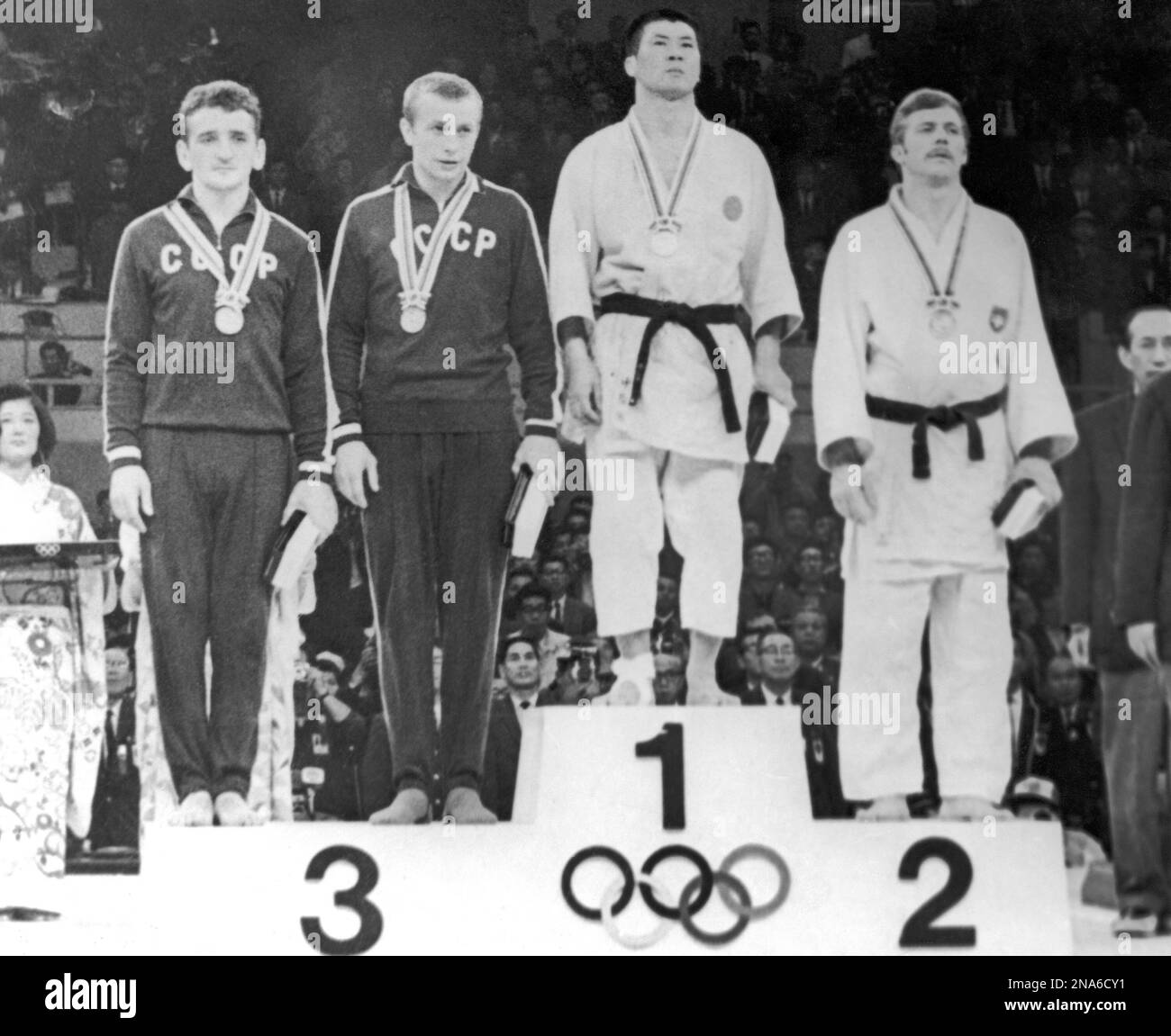 Winners of the judo lightweight class competition at the Summer Olympic ...