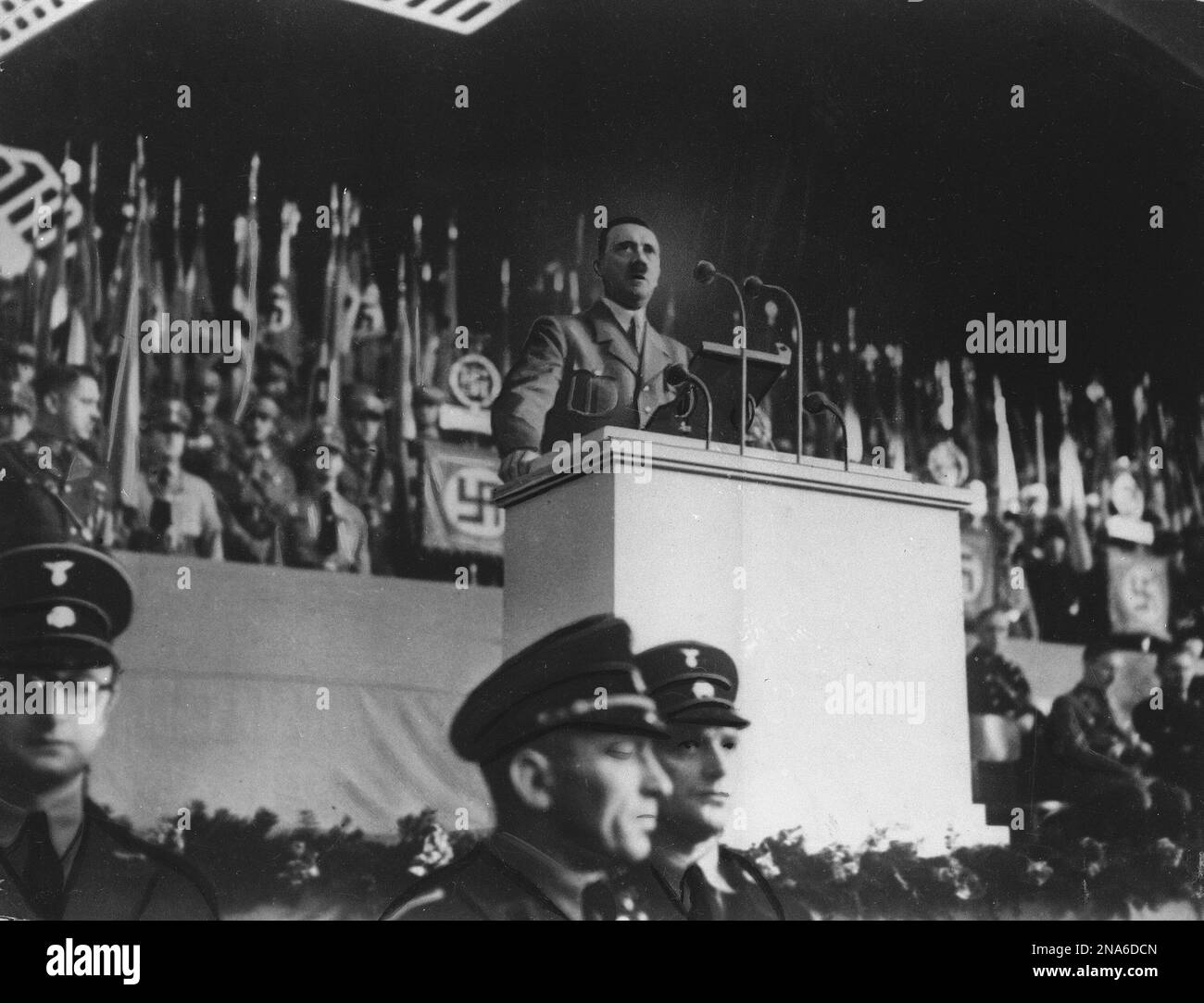 Adolf Hitler speaks to 20,000 people, asking the nation to ratify his ...
