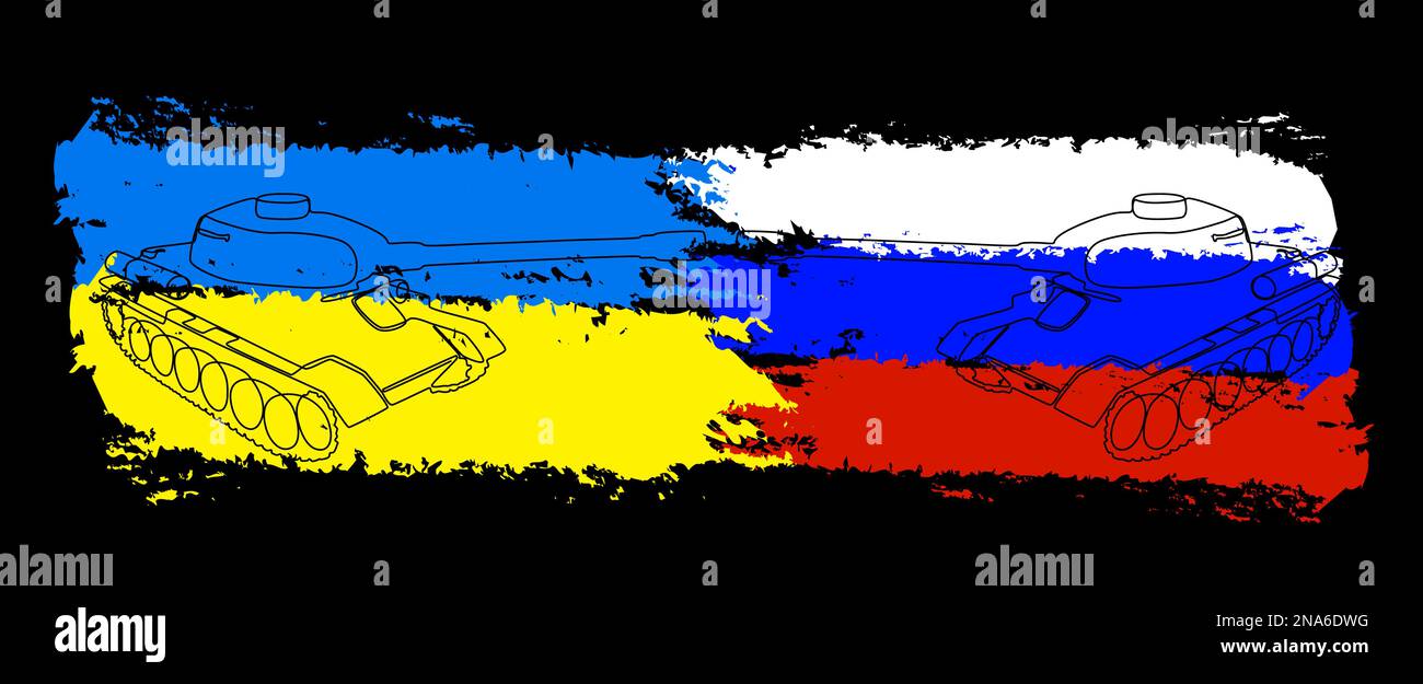 One Continuous Line Of Tank Or Armored Vehicle With Flags Color In The Background Thin Line