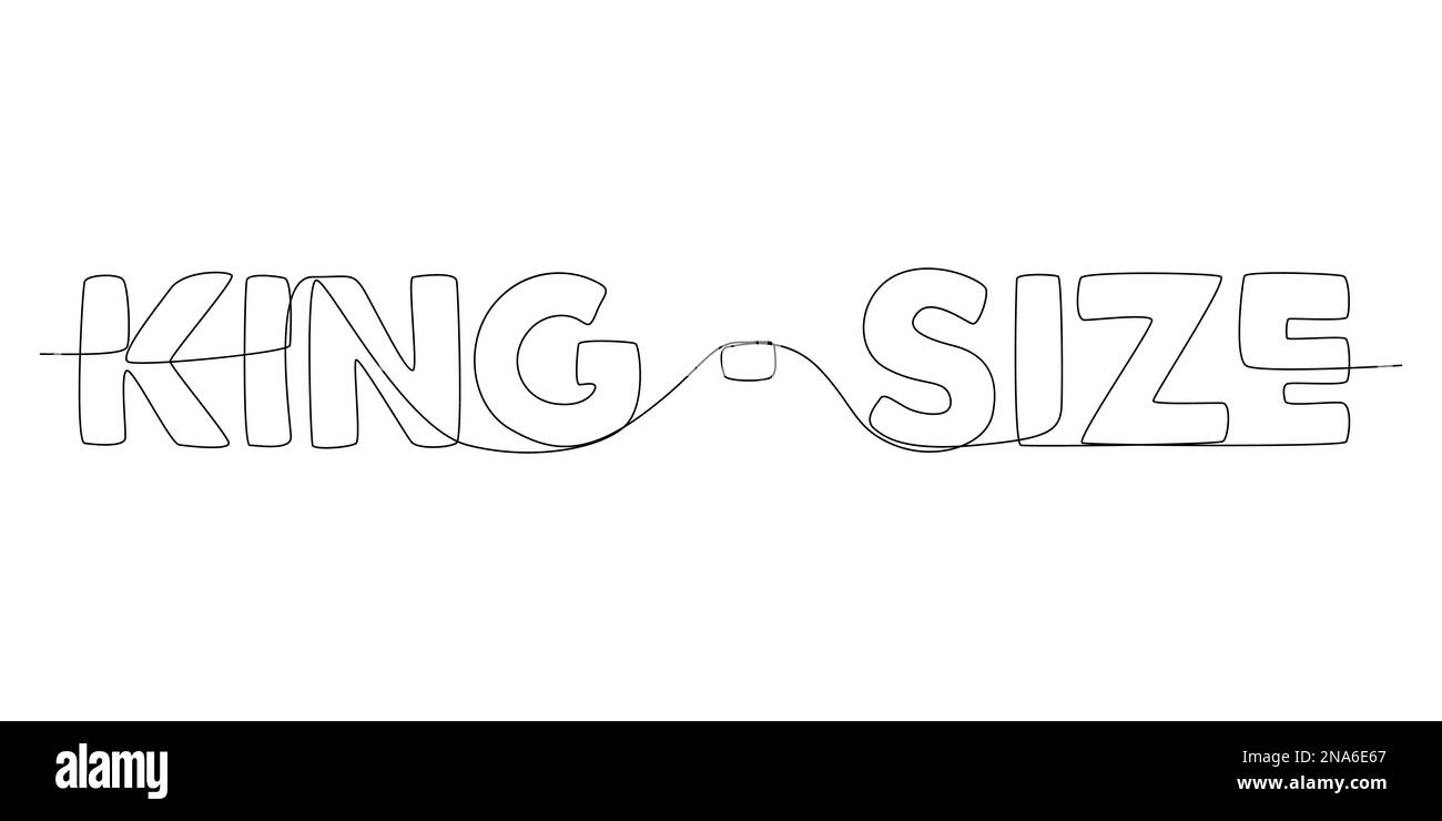 One continuous line of King-Size word. Thin Line Illustration vector ...