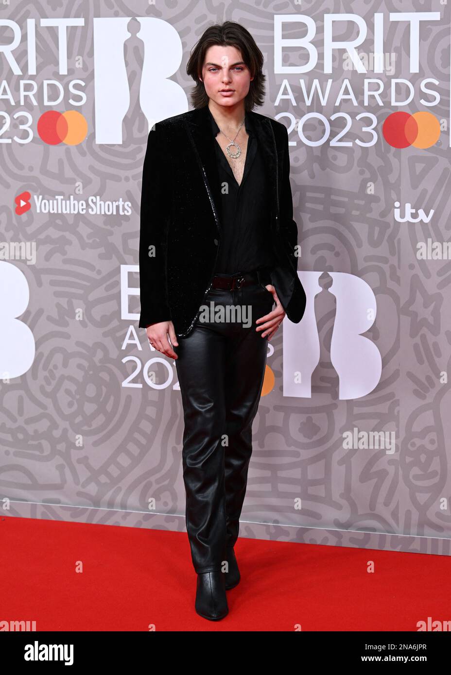 EDITORIAL USE ONLY - Damian Hurley at the 2023 Brit Awards, on February ...