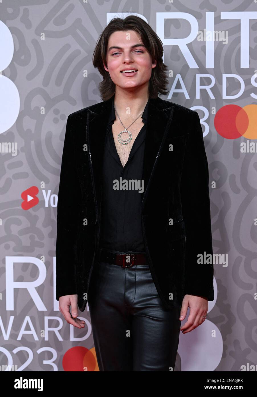 EDITORIAL USE ONLY - Damian Hurley at the 2023 Brit Awards, on February ...