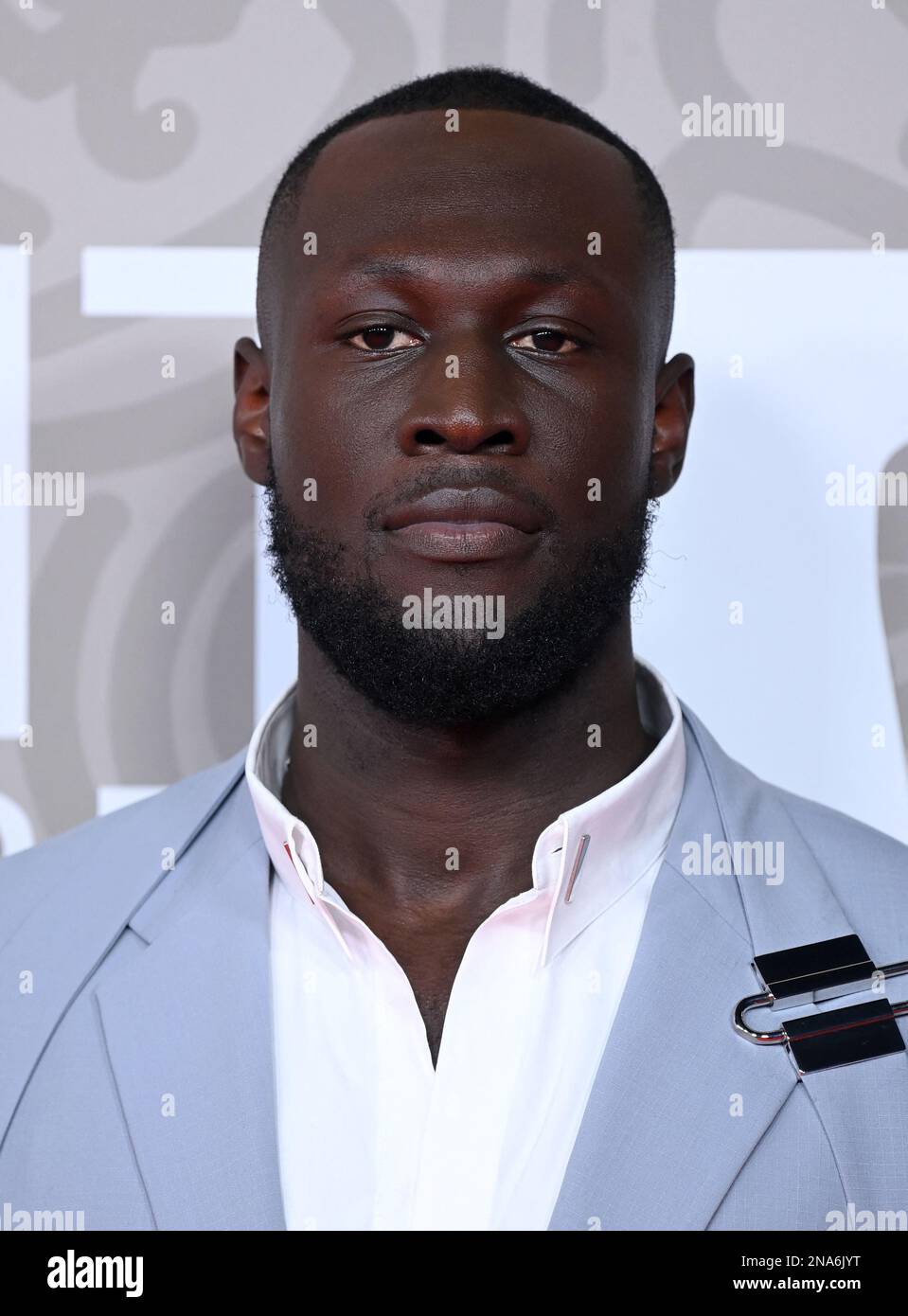 EDITORIAL USE ONLY - Stormzy at the 2023 Brit Awards, on February 11 ...