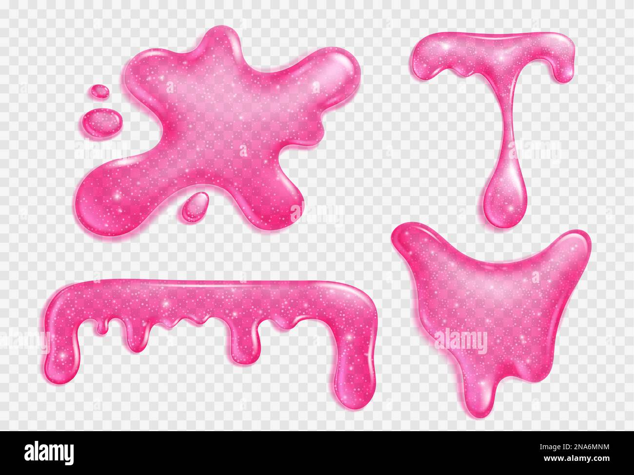 Pink slime, jelly stain, liquid dripping sauce or glue realistic vector ...