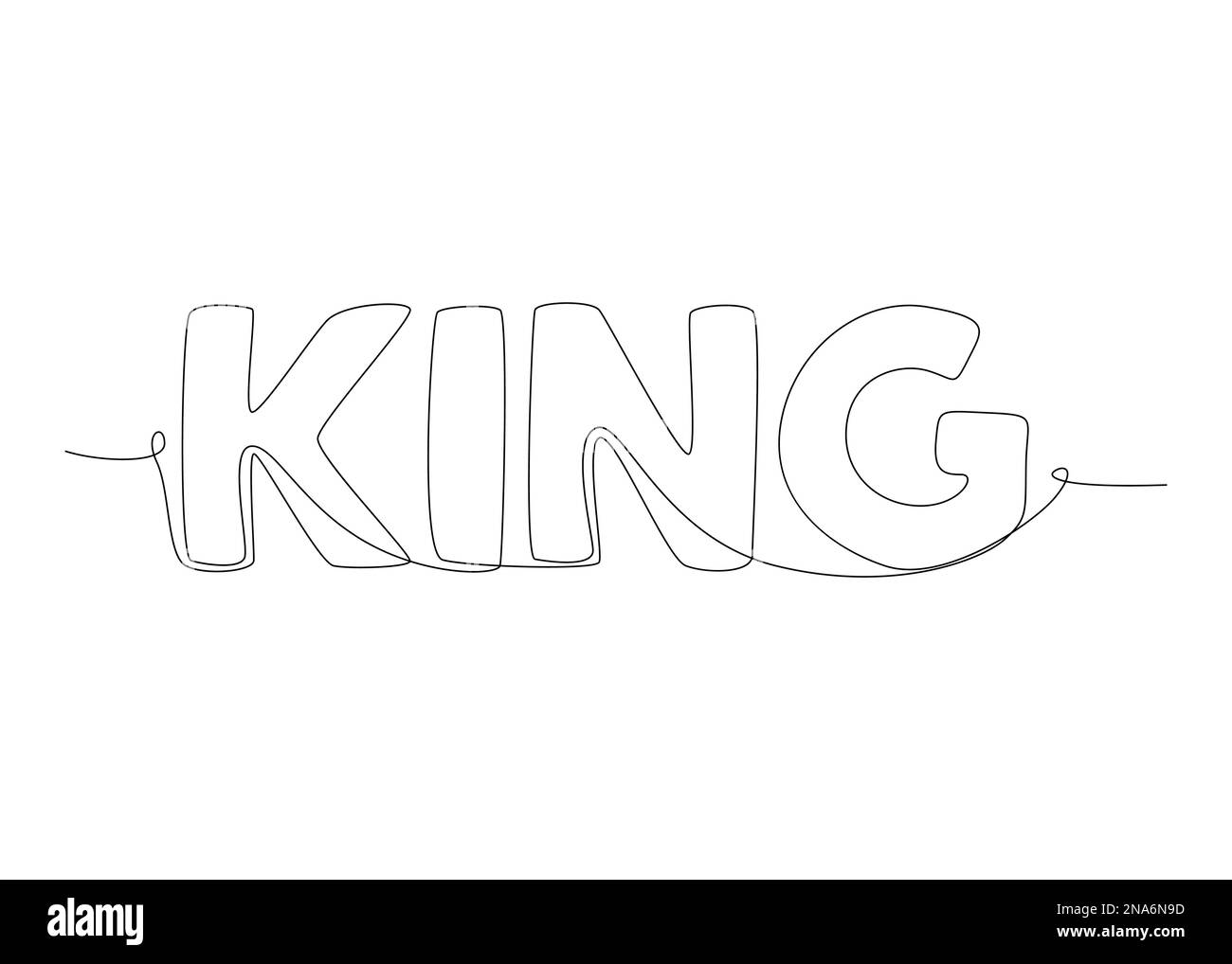 One continuous line of King word. Thin Line Illustration vector concept ...