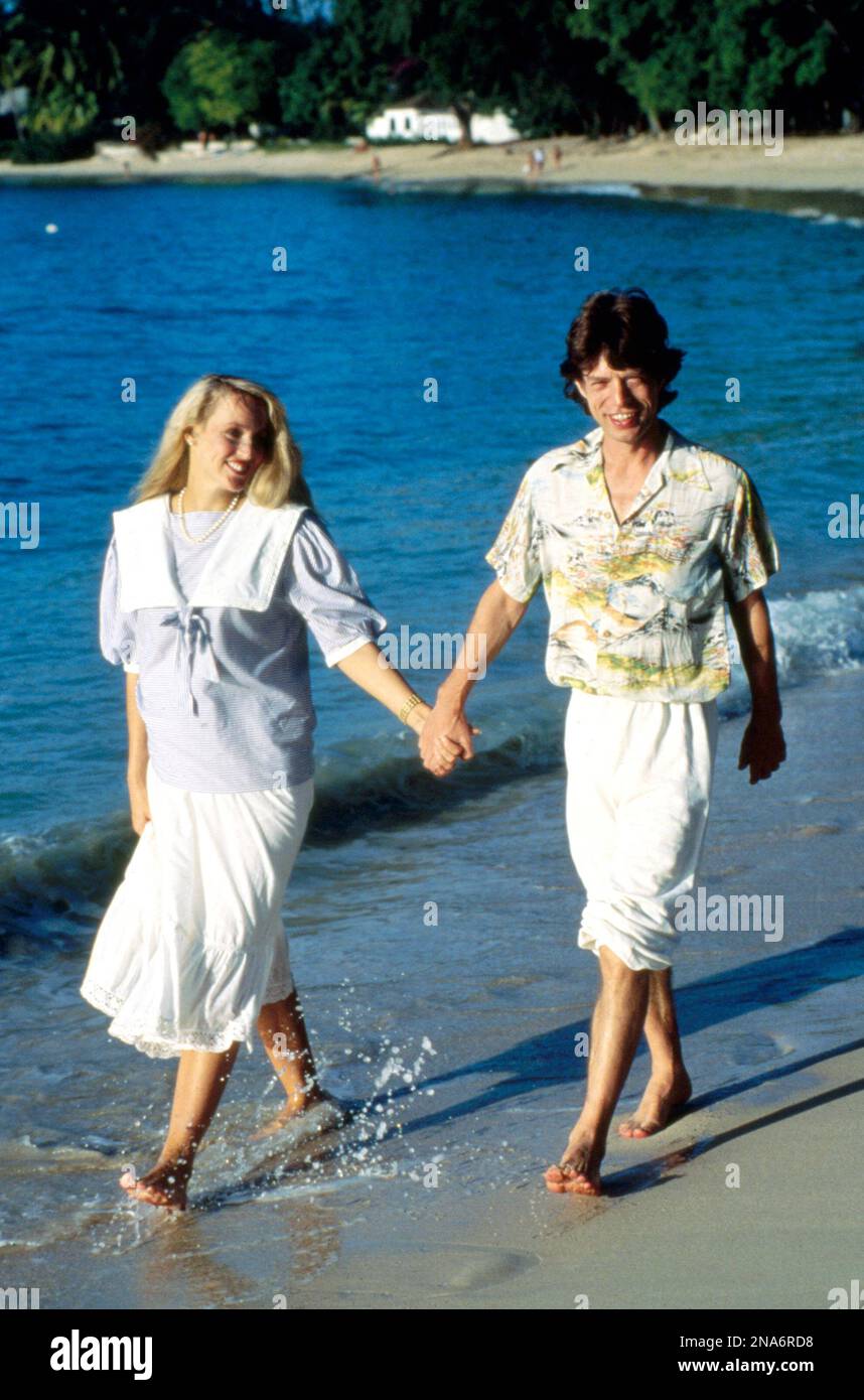 British rock musician Mick Jagger from The Rolling Stones, with his ...