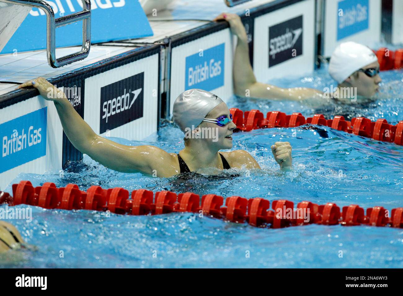 Britain's Ellen Gandy, left, celebrates after winning gold in the women ...