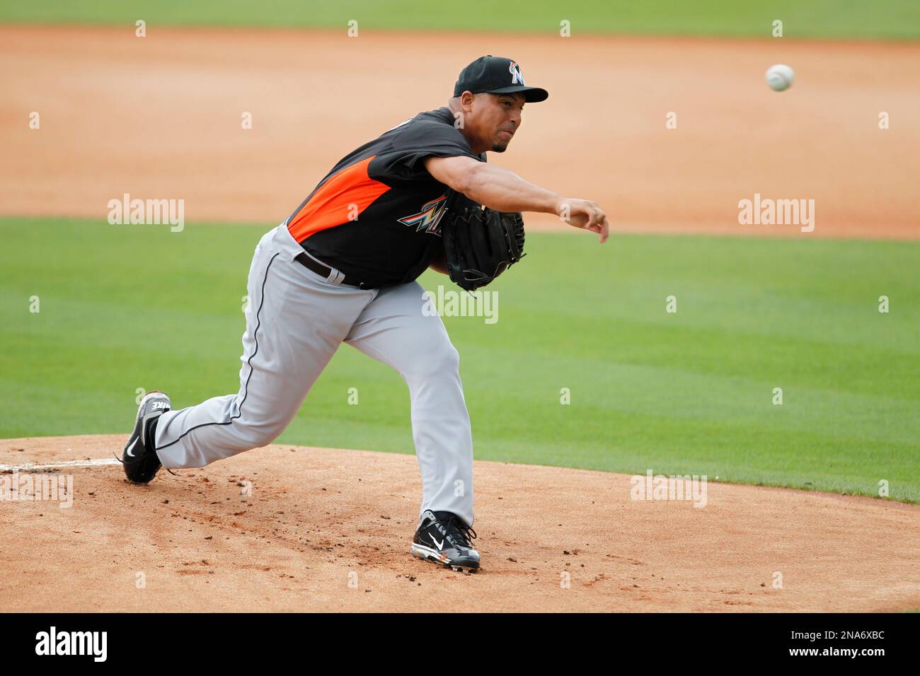 Miami Marlins pitcher Carlos Zambrano throws during an intrasquad ...