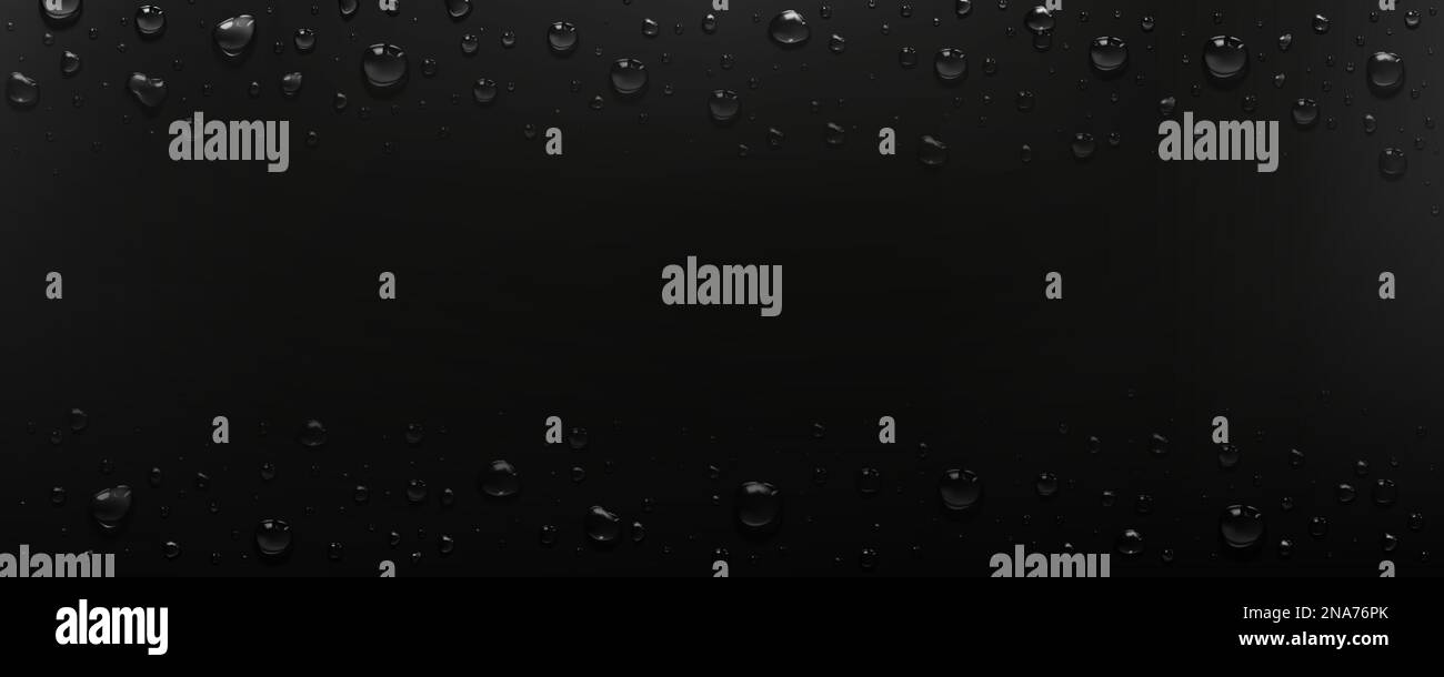 Realistic condensation water drop on black background. Wet bubble ...