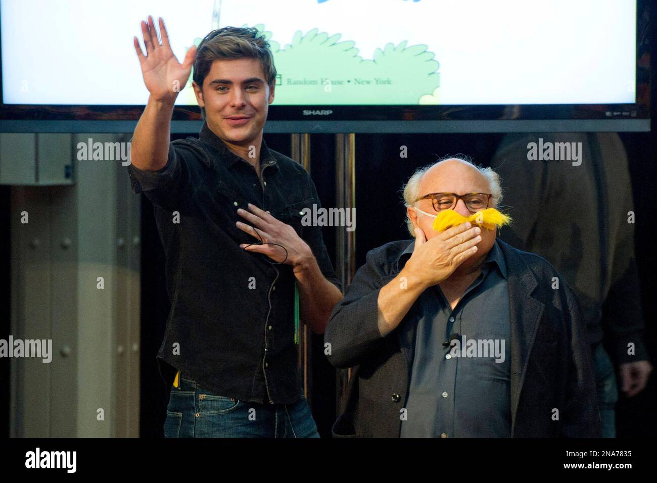 Dr. Seuss' "The Lorax" stars Danny DeVito, right, and Zac Efron attend ...
