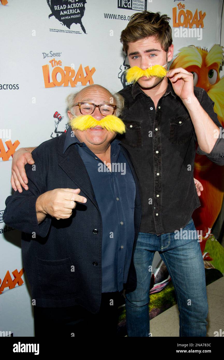 Dr. Seuss' "The Lorax" stars Danny DeVito, left, and Zac Efron attend ...
