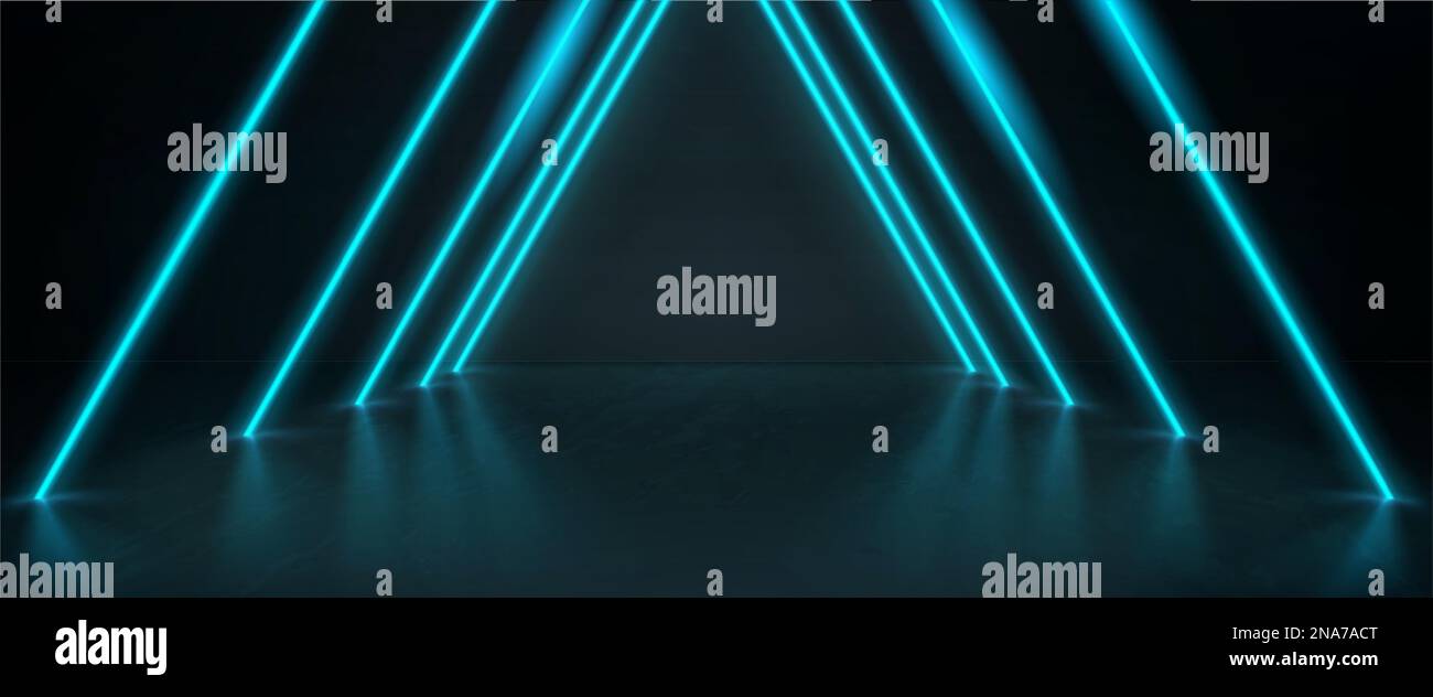 Realistic dark room with led light illumination. Vector illustration of ...