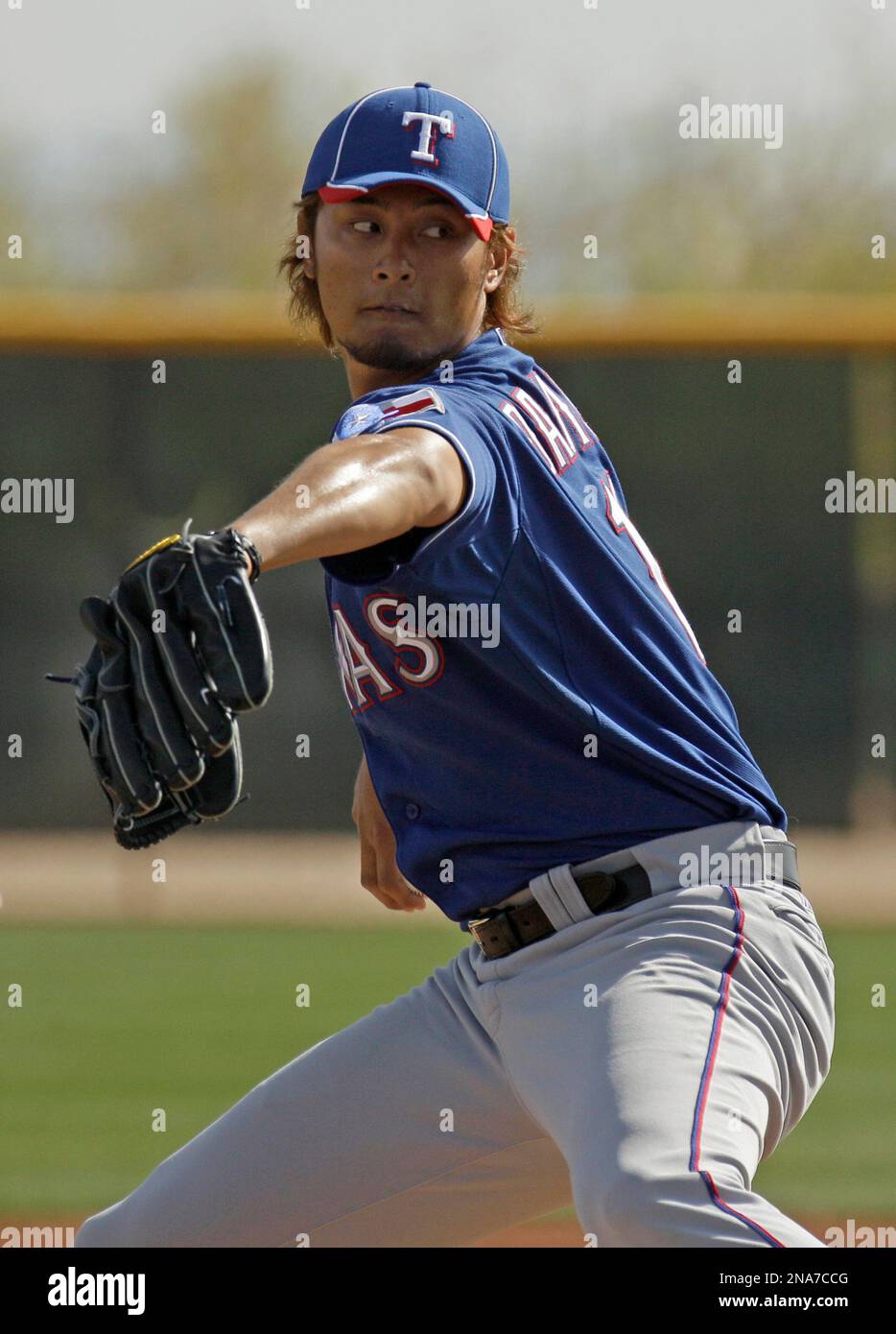 Texas Rangers starting pitcher Yu Darvish during baseball spring ...
