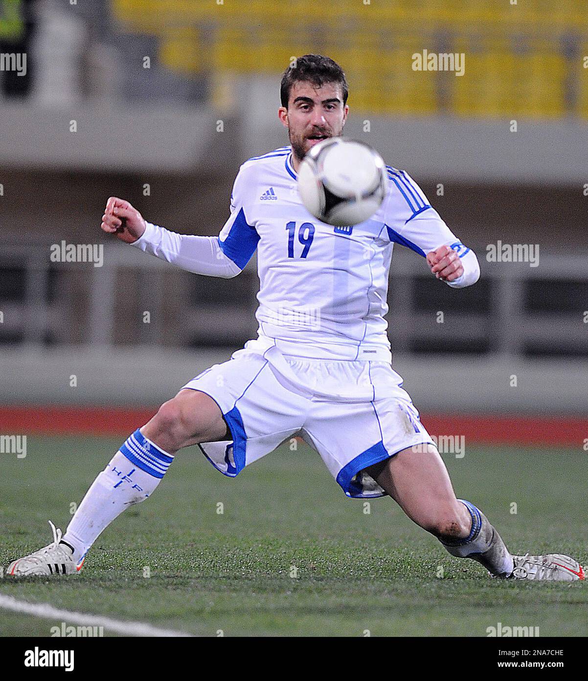 Greece's Sokratis Papastathopoulos controls the ball during a friendly ...
