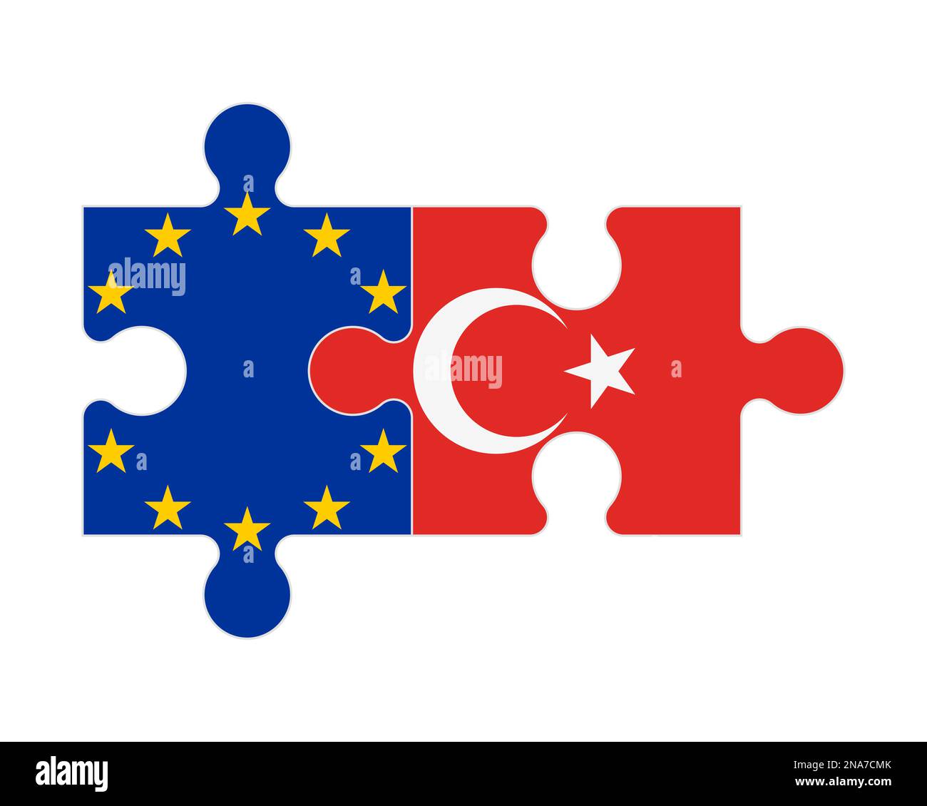 Connected puzzle of flags of European Union and Turkey, vector Stock ...