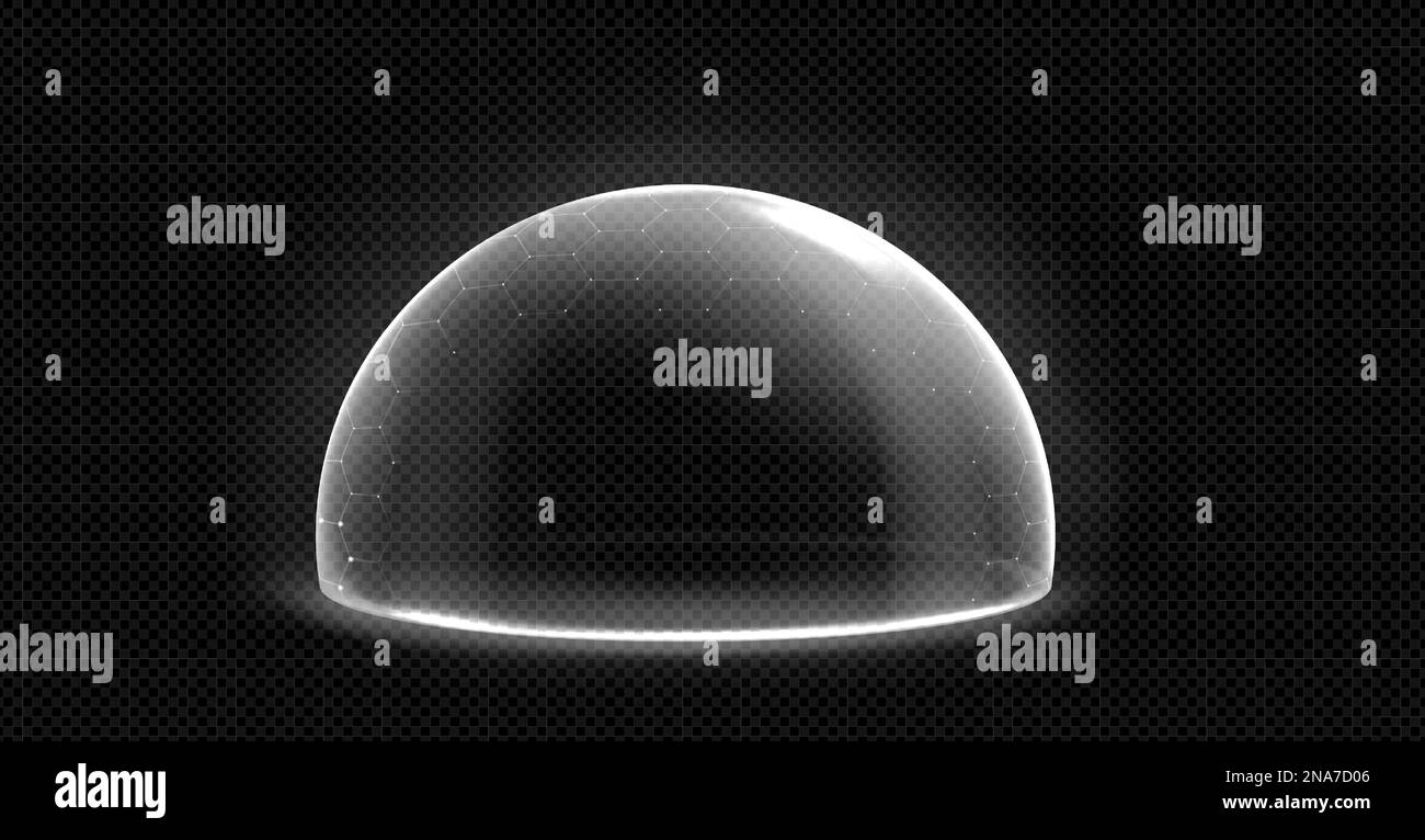 3d shield dome glass sphere isolated vector. Protect barrier for safety ...