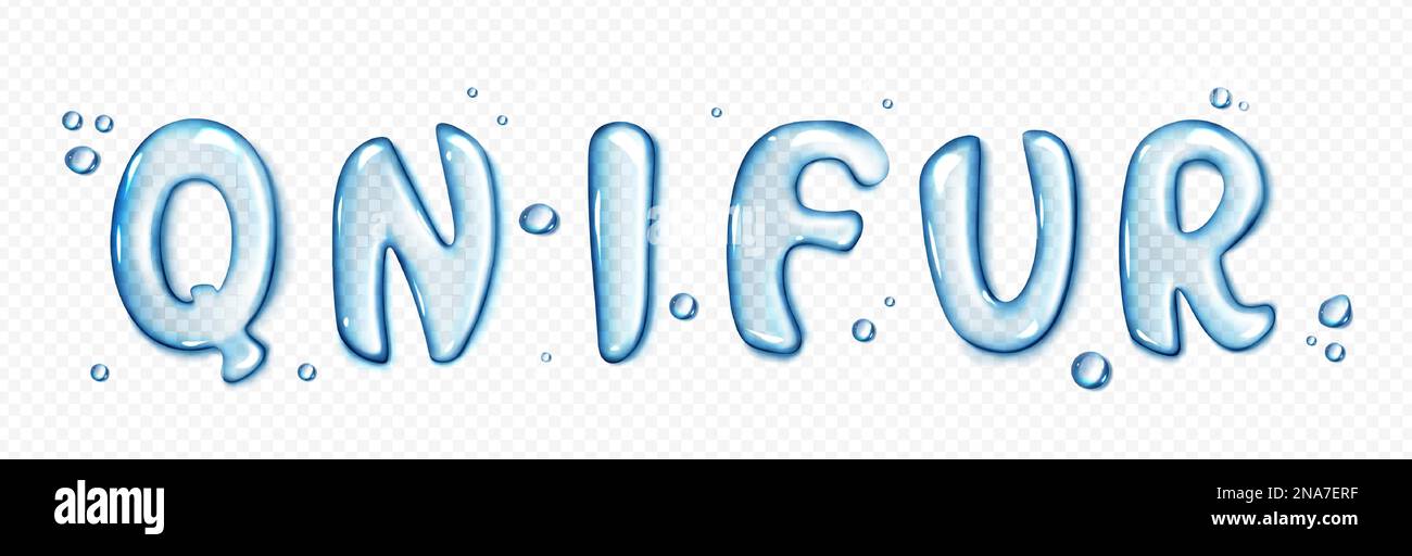 Water font letters png isolated on transparent background. Vector ...