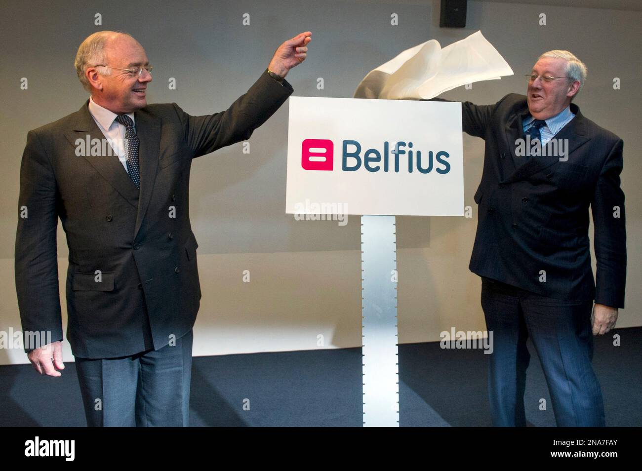 CEO of Belfius bank Jos Clijsters, right, and Chairman of the Board ...