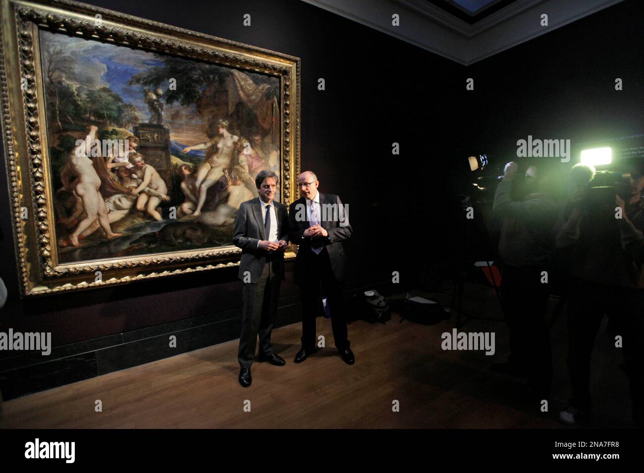 Britain's National Gallery director Nicholas Penny, left, and National ...