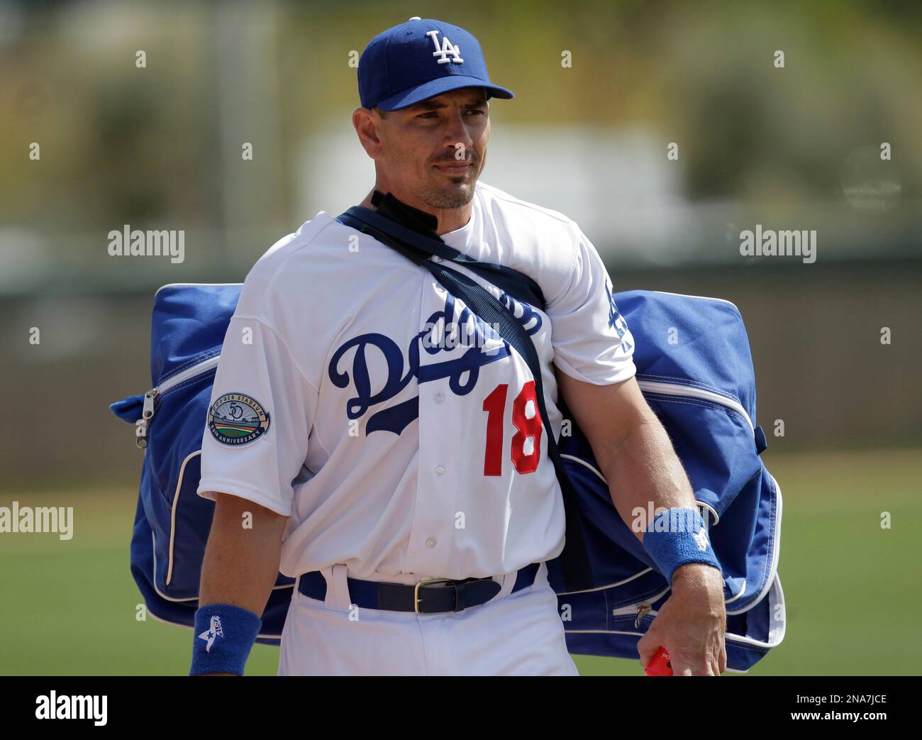 Los Angeles Dodgers' Matt Treanor during a spring training baseball ...
