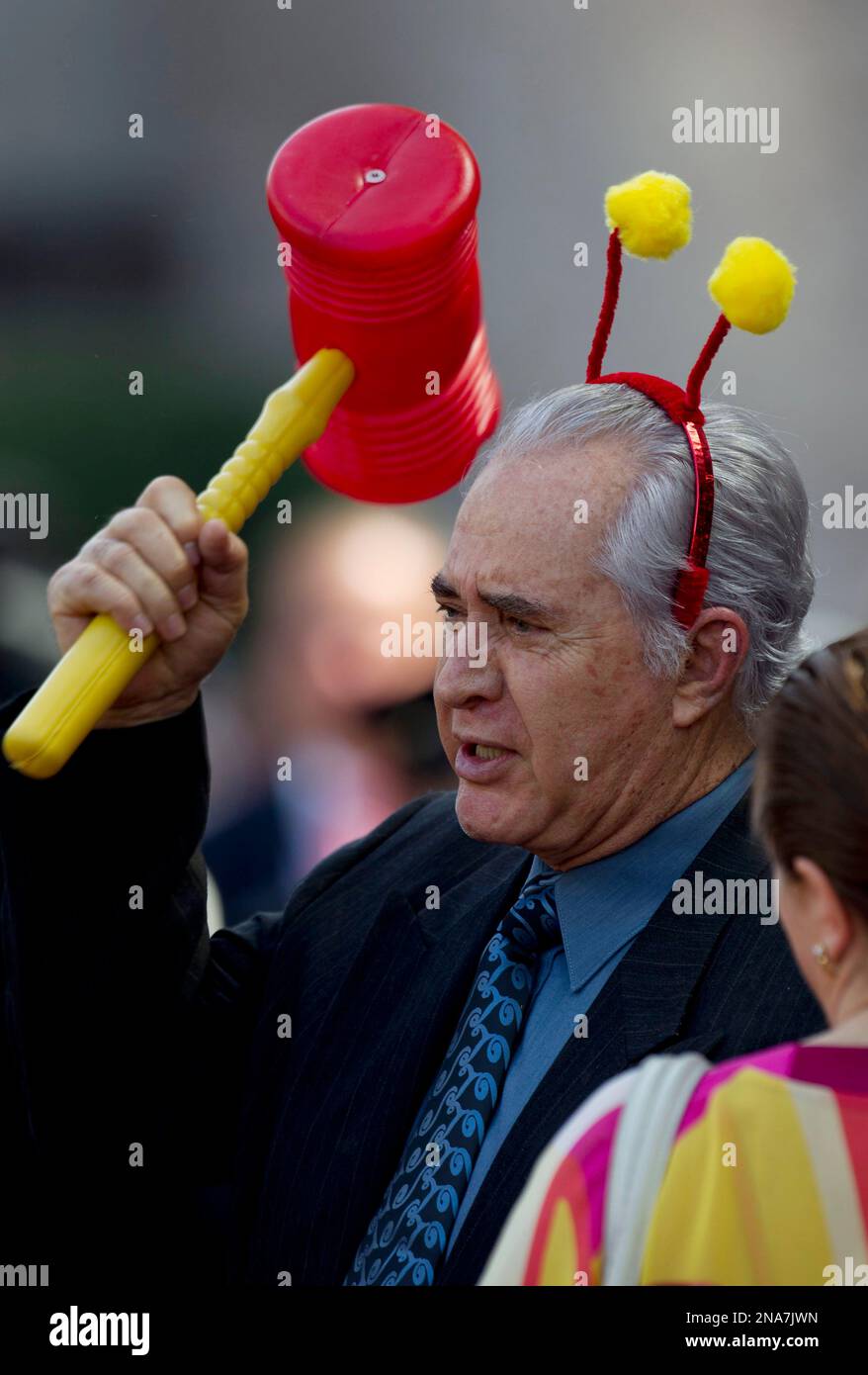Mexican actor Rogelio Guerra, dressed as Chapulin, a character from the ...
