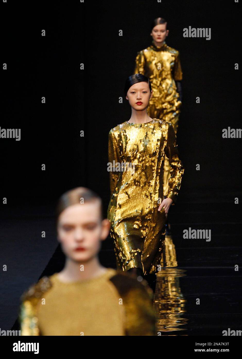 A model wears a creation from designer Guy Laroche as part of the Fall ...