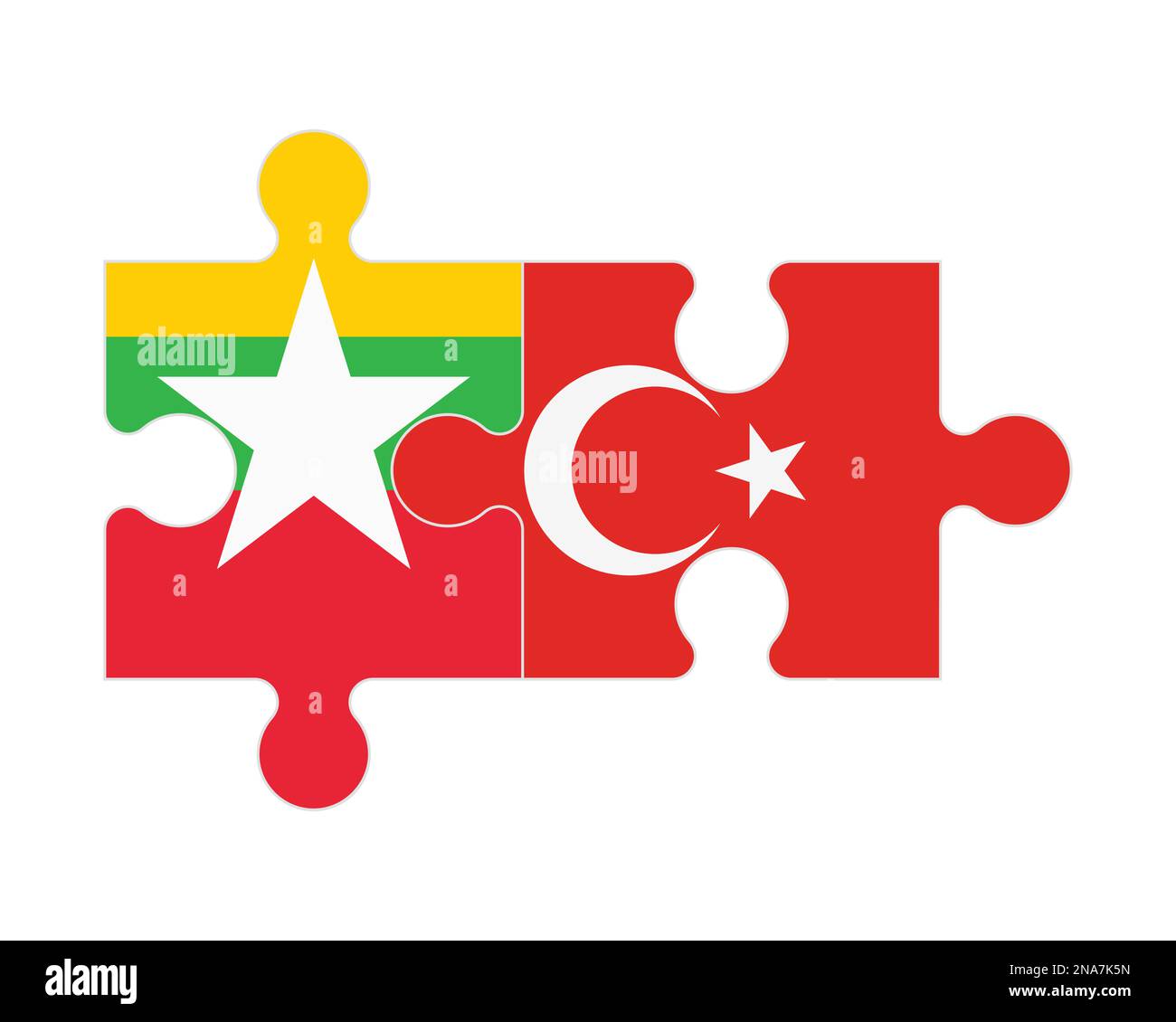 Connected puzzle of flags of Myanmar and Turkey, vector Stock Vector ...