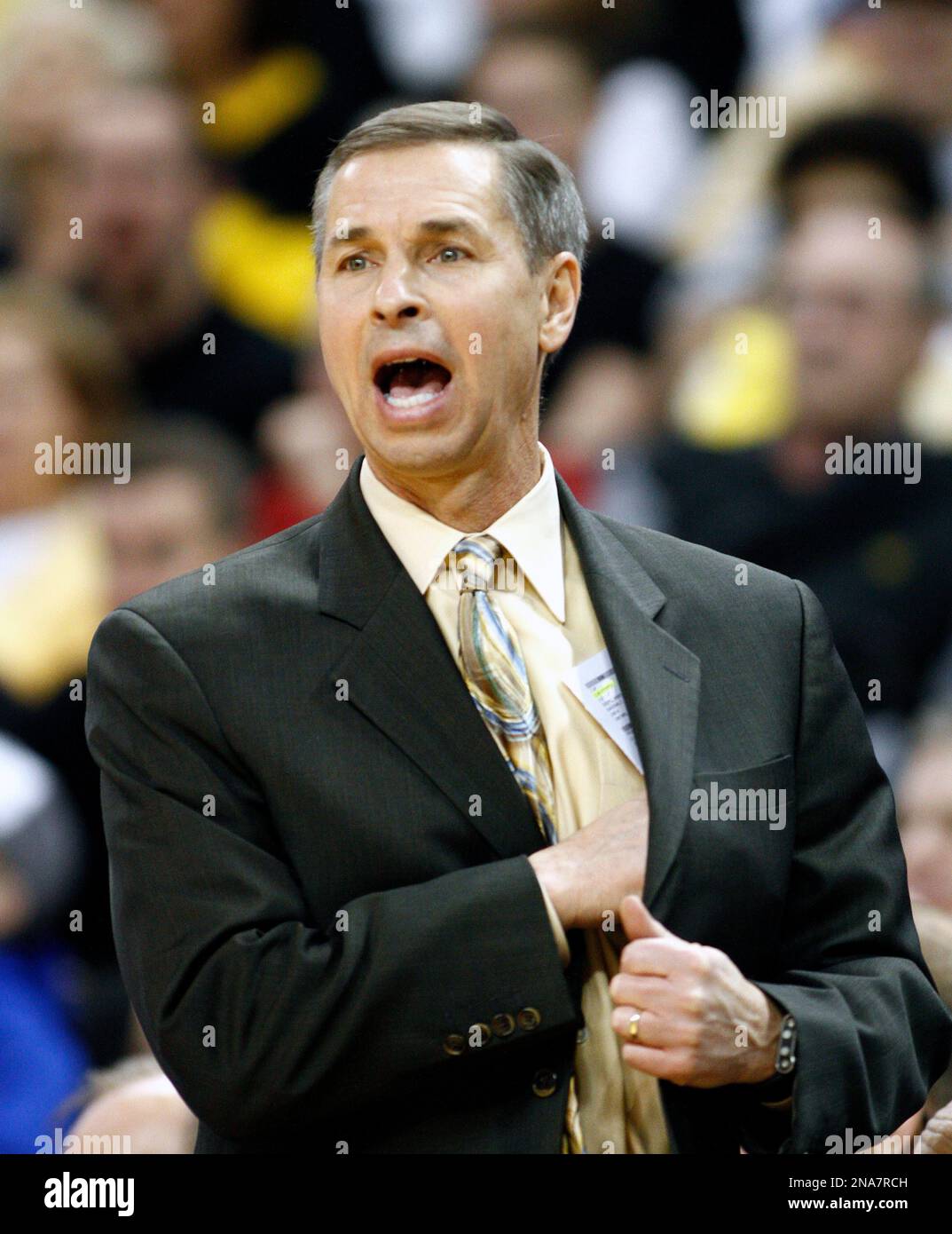 Wake Forest coach Jeff Bzdelik calls a play against Duke during an NCAA ...