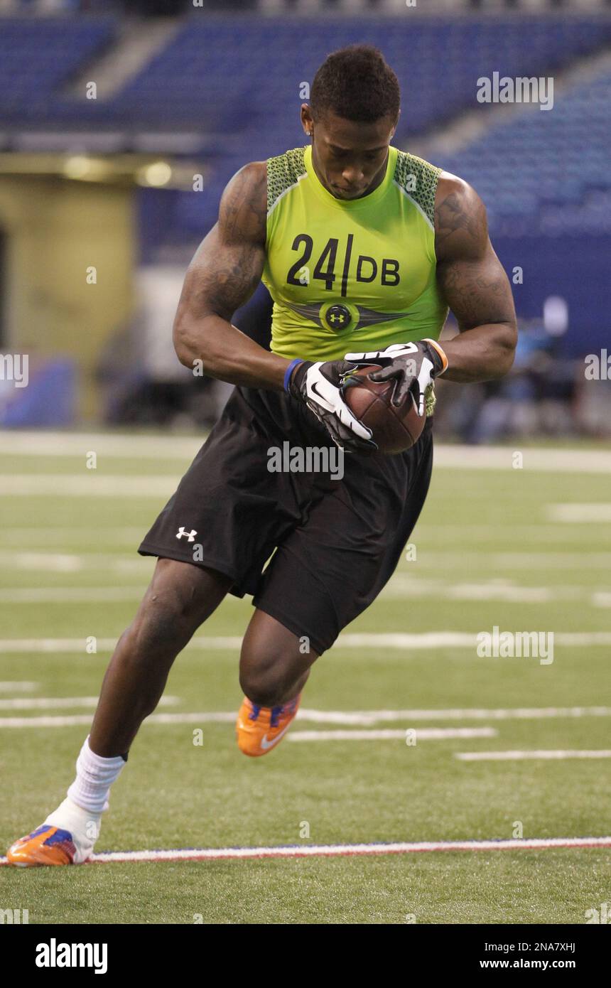 Boise State defensive back George Iloka runs a drill at the NFL ...