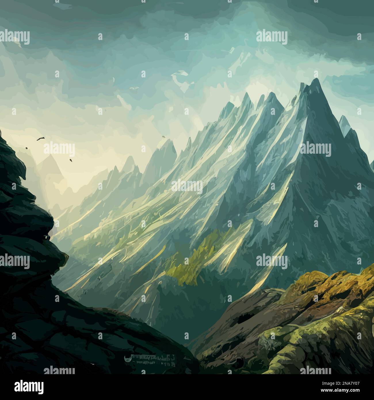 Mountain landscape. Mountain landscape. Vector illustration. Abstract ...
