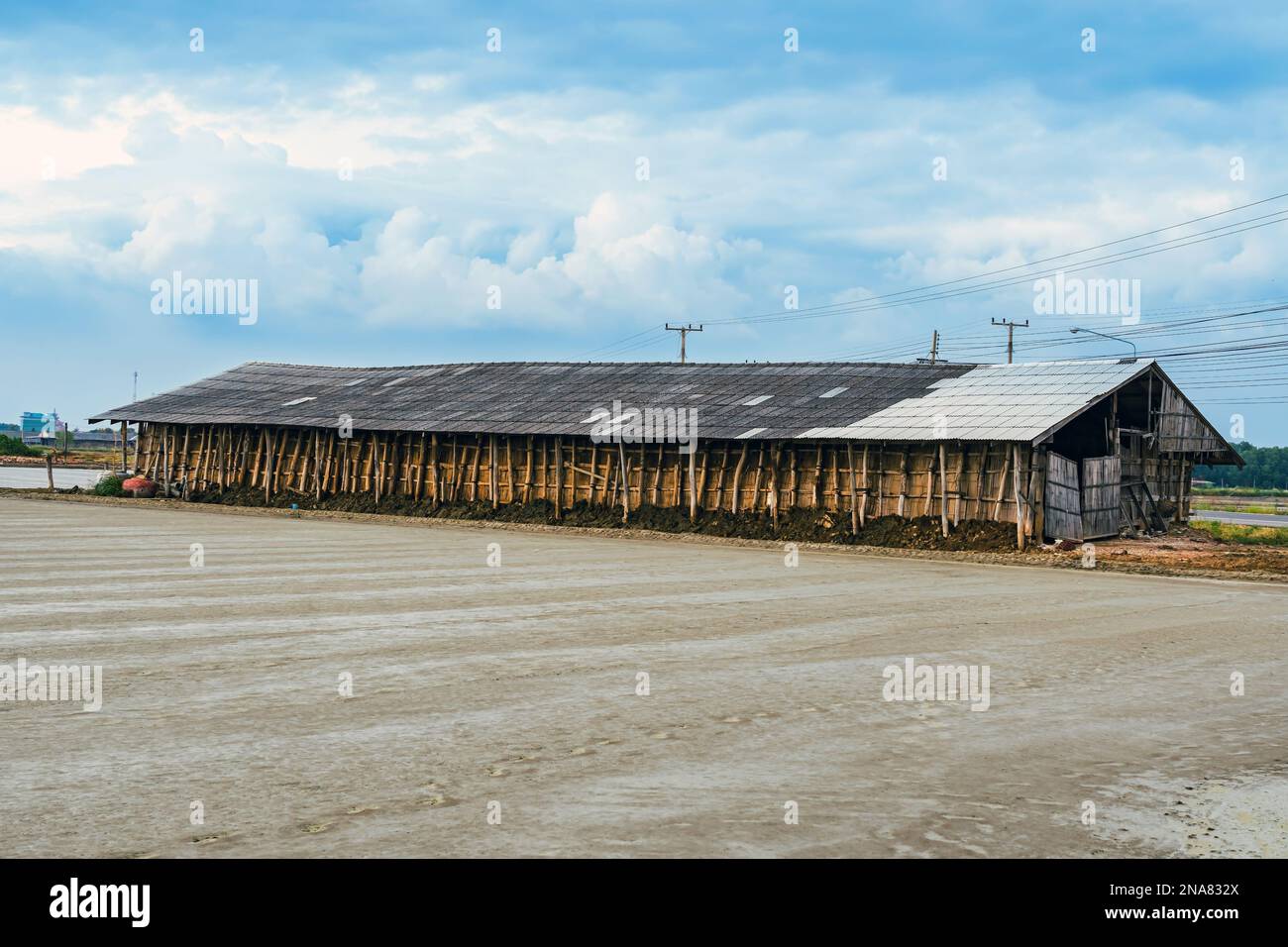 Salt storage granaries, sea salt storage in salt farms. Granary for ...