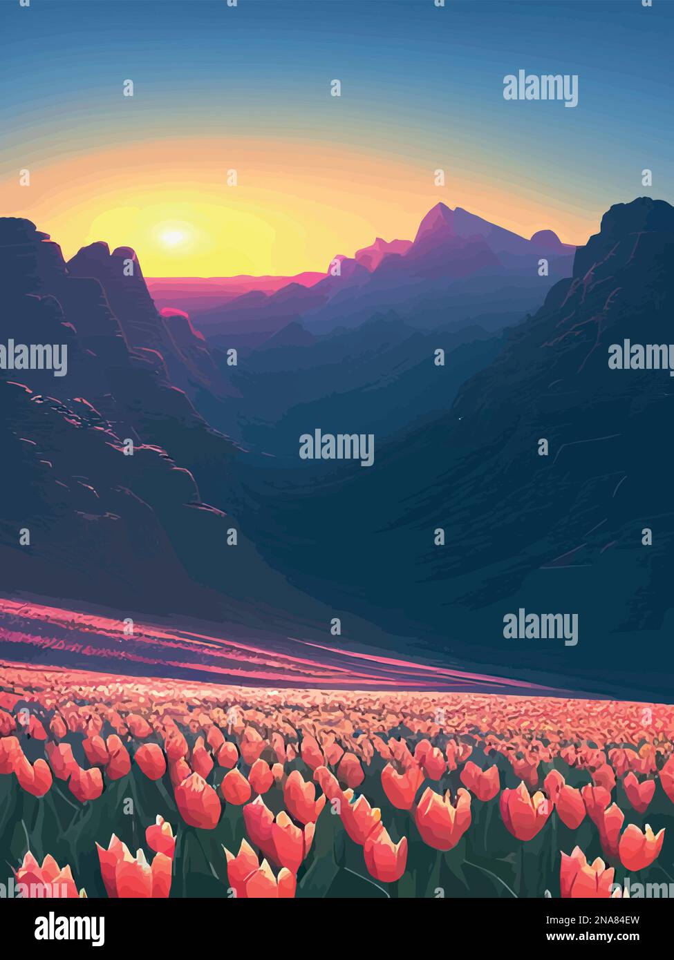 Flower fields aerial Stock Vector Images - Alamy