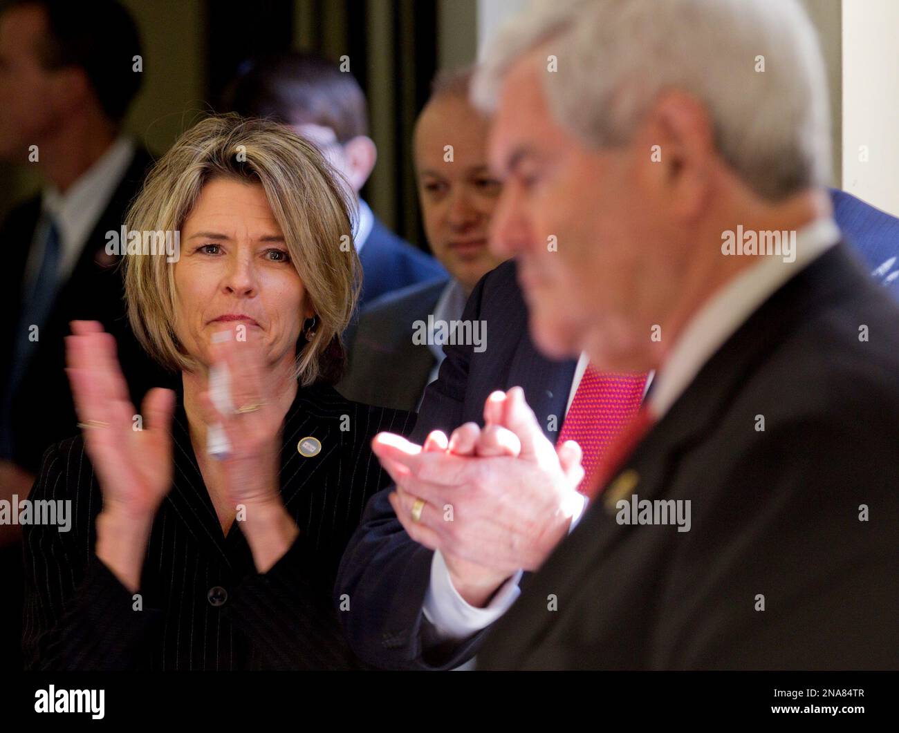 Tennessee State Rep. Terri Lynn Weaver, R-Lancaster, applauds as ...