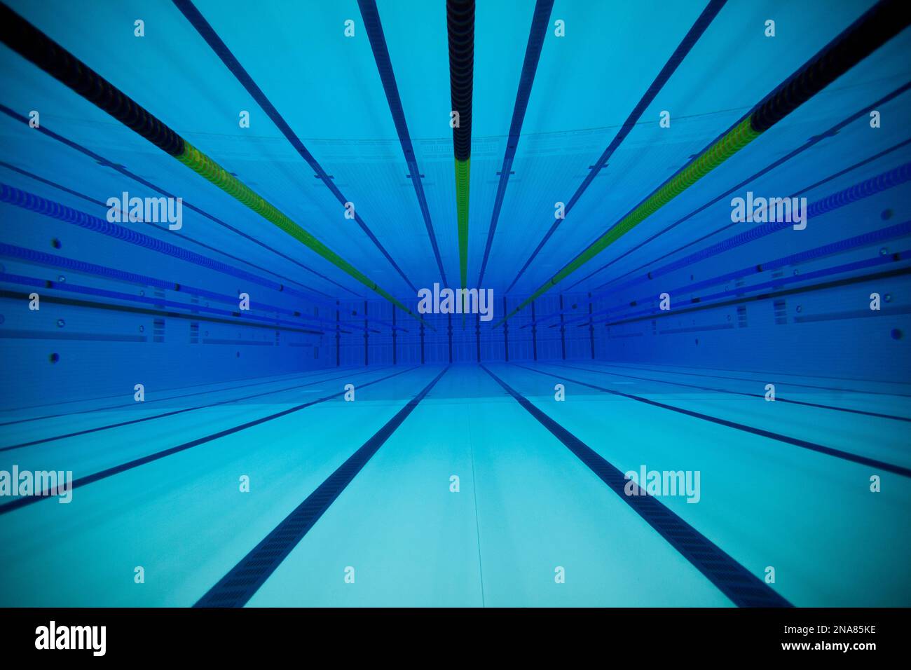A general view shows the main swimming pool seen through an underwater ...