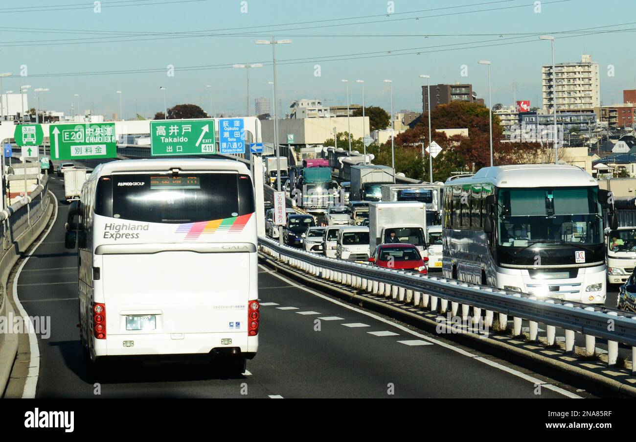 Driving on the Chuo Expressway on the way from Tokyo to Yamanashi ...