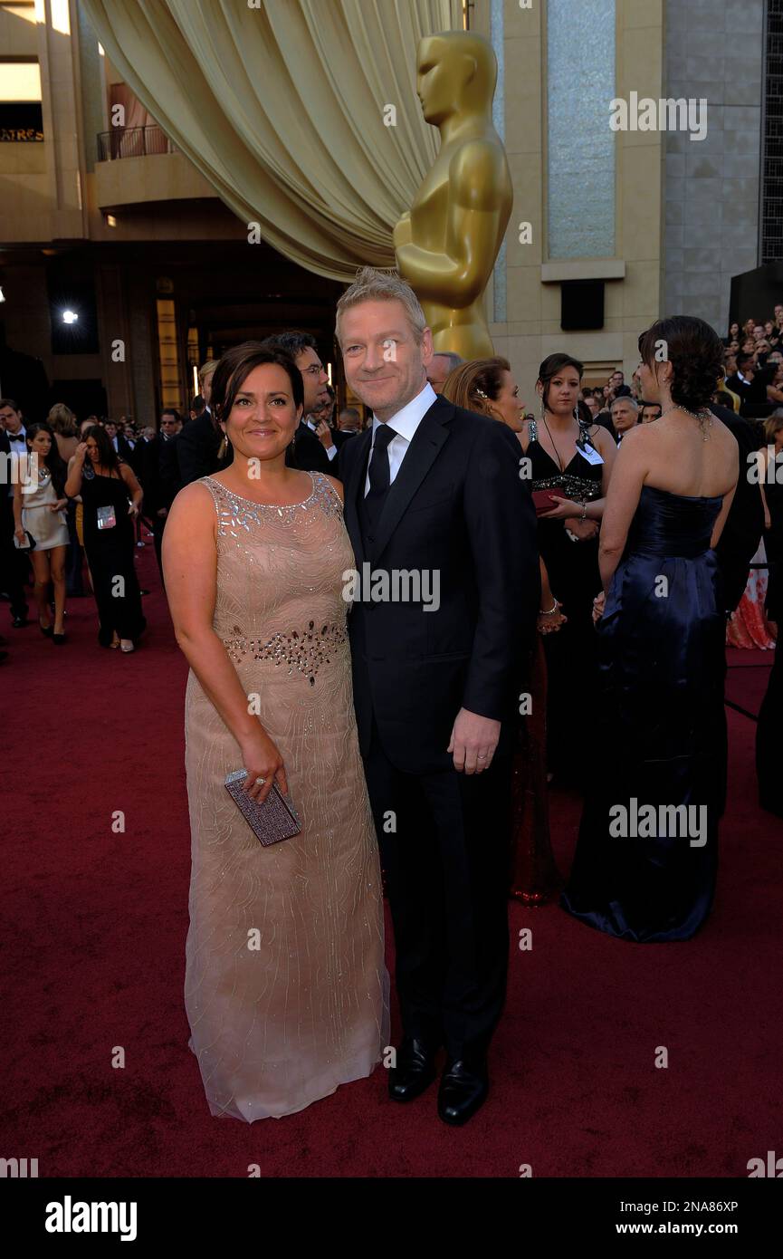 Kenneth Branagh, right, and his wife Lindsay Brunnock arrive before the ...