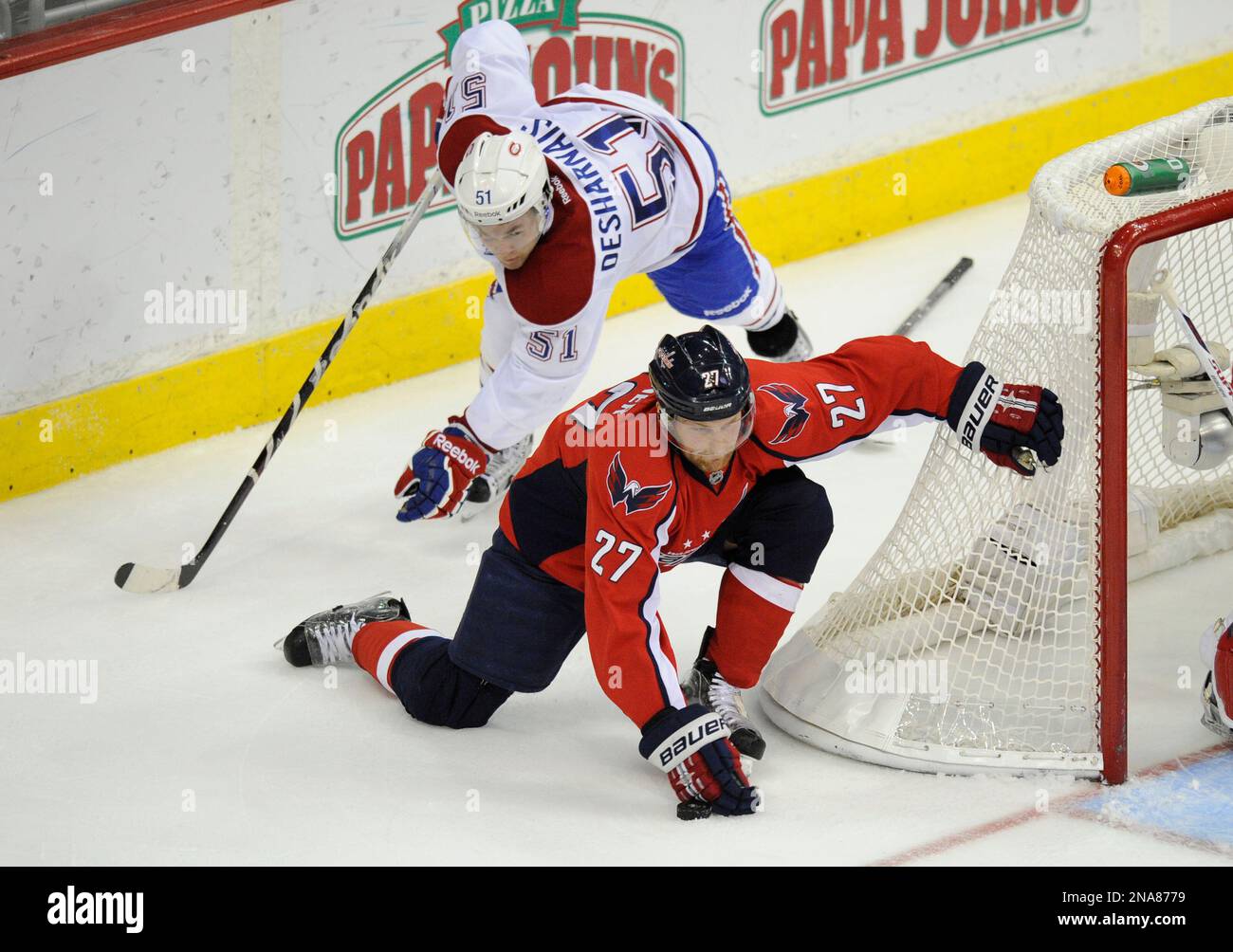 Washington Capitals defenseman Karl Alzner (27) handles the puck ...