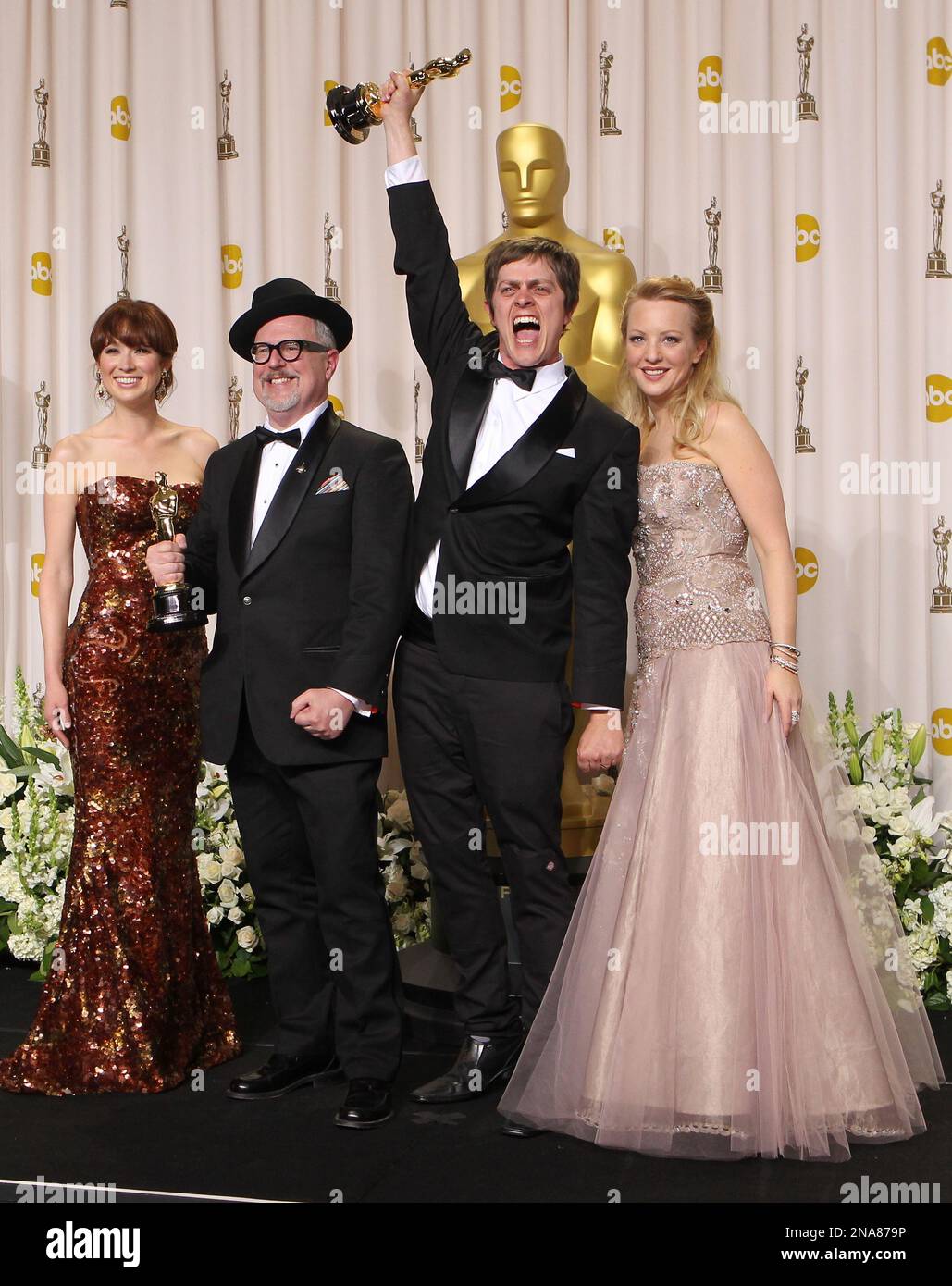 William Joyce, second from left, and Brandon Oldenburg pose with their ...