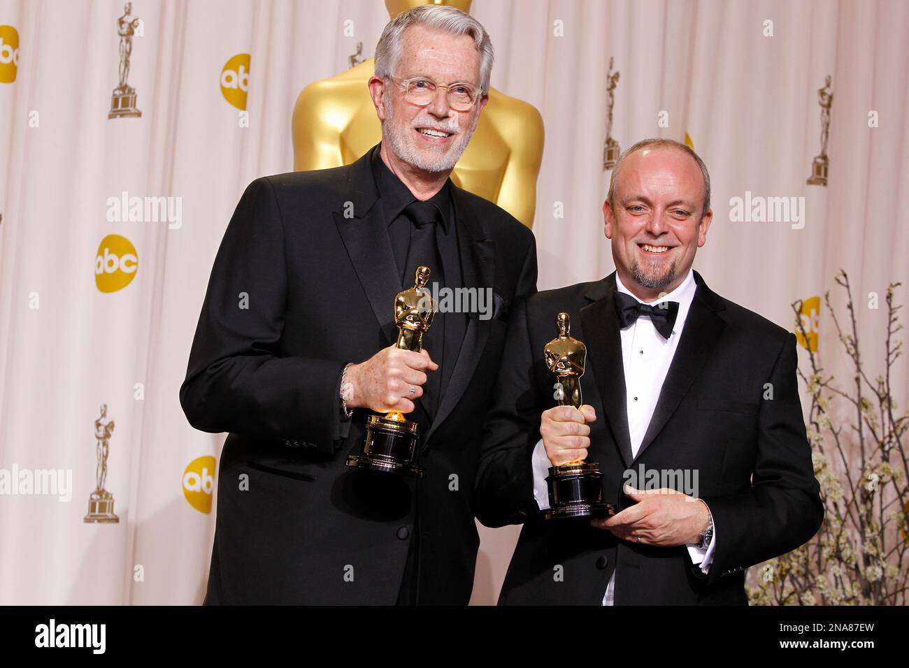 J. Roy Helland, left, and Mark Coulier pose with their Oscars for best ...
