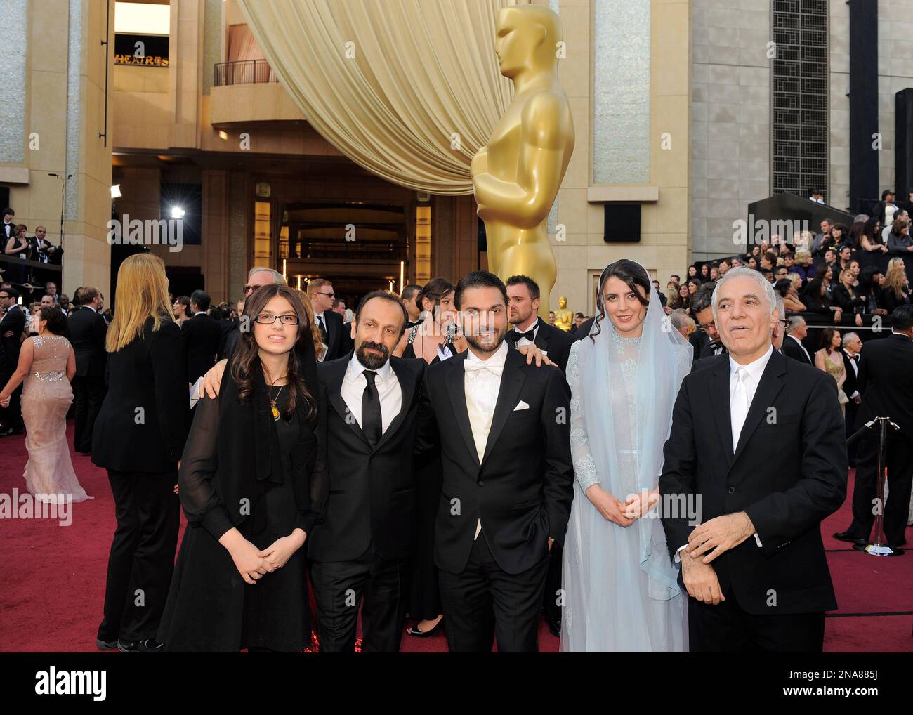 From left, Sarina Farhadi, Asghar Farhadi, Peyman Moadi, Leila Hatami ...