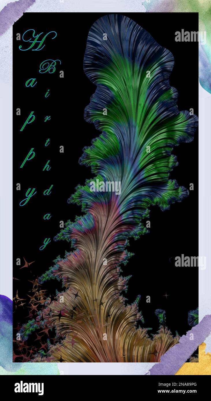 Colorful birthday greeting card with abstract background and lettering ...