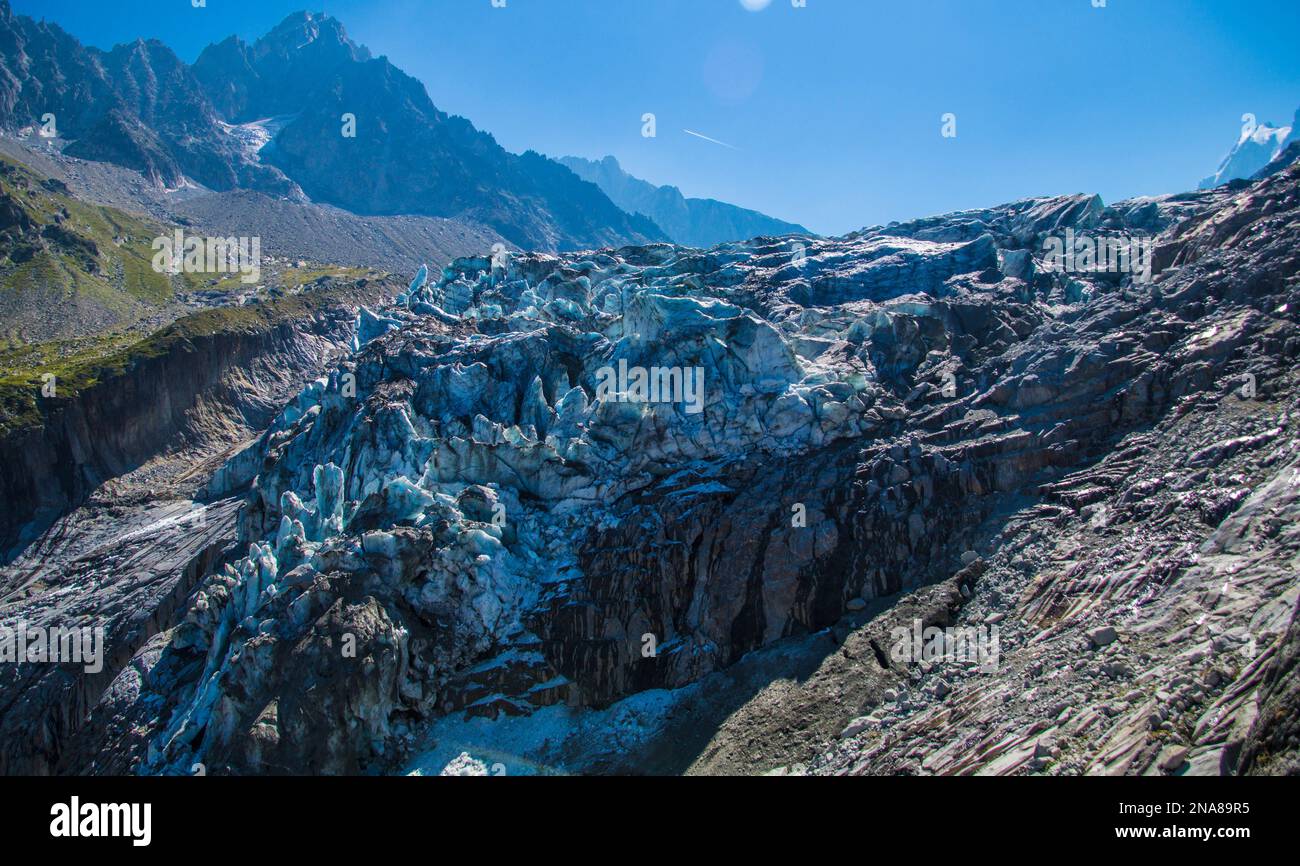 A scenic view of Glacier d'Argentiere in mountains of Chamonix, Upper Savoie, France Stock Photo ...